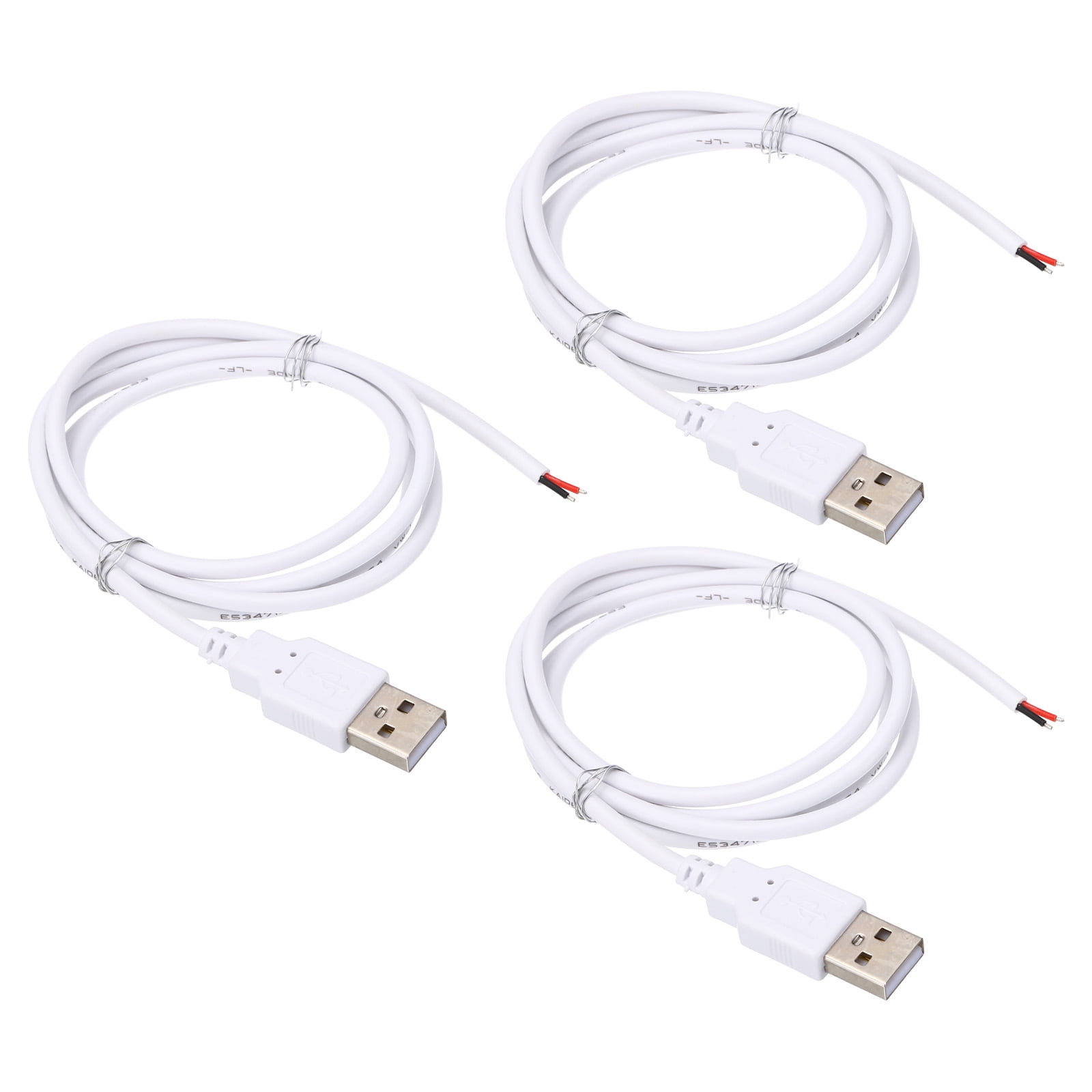 Uxcell 1M/3Ft USB 5V 3A Type-C Pigtail Power Cable, 3Pcs 22AWG USB Plug ...