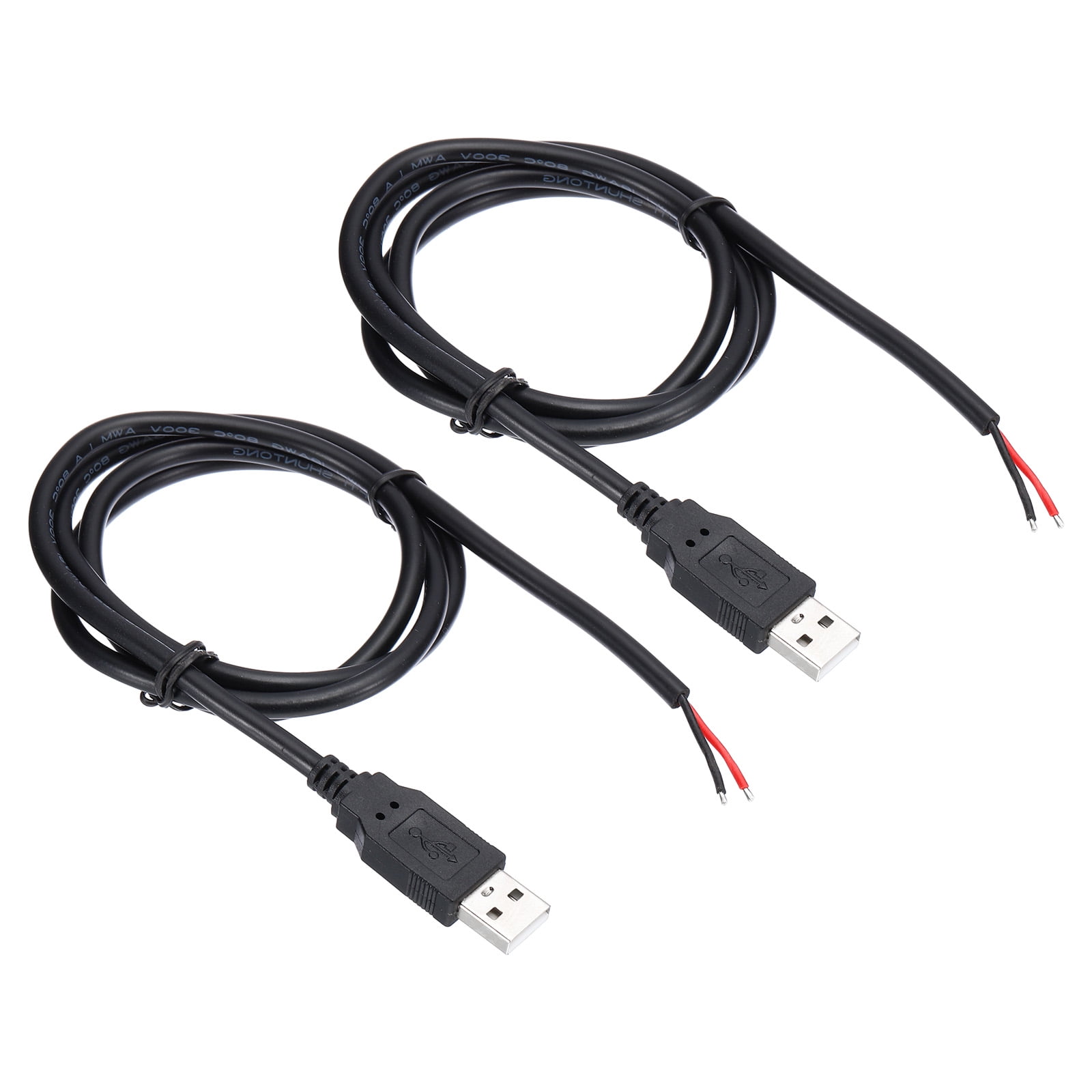 Uxcell 1M/3Ft USB 5V 5A Type-A Pigtail Power Cable, 2 Pcs 18AWG USB-A ...