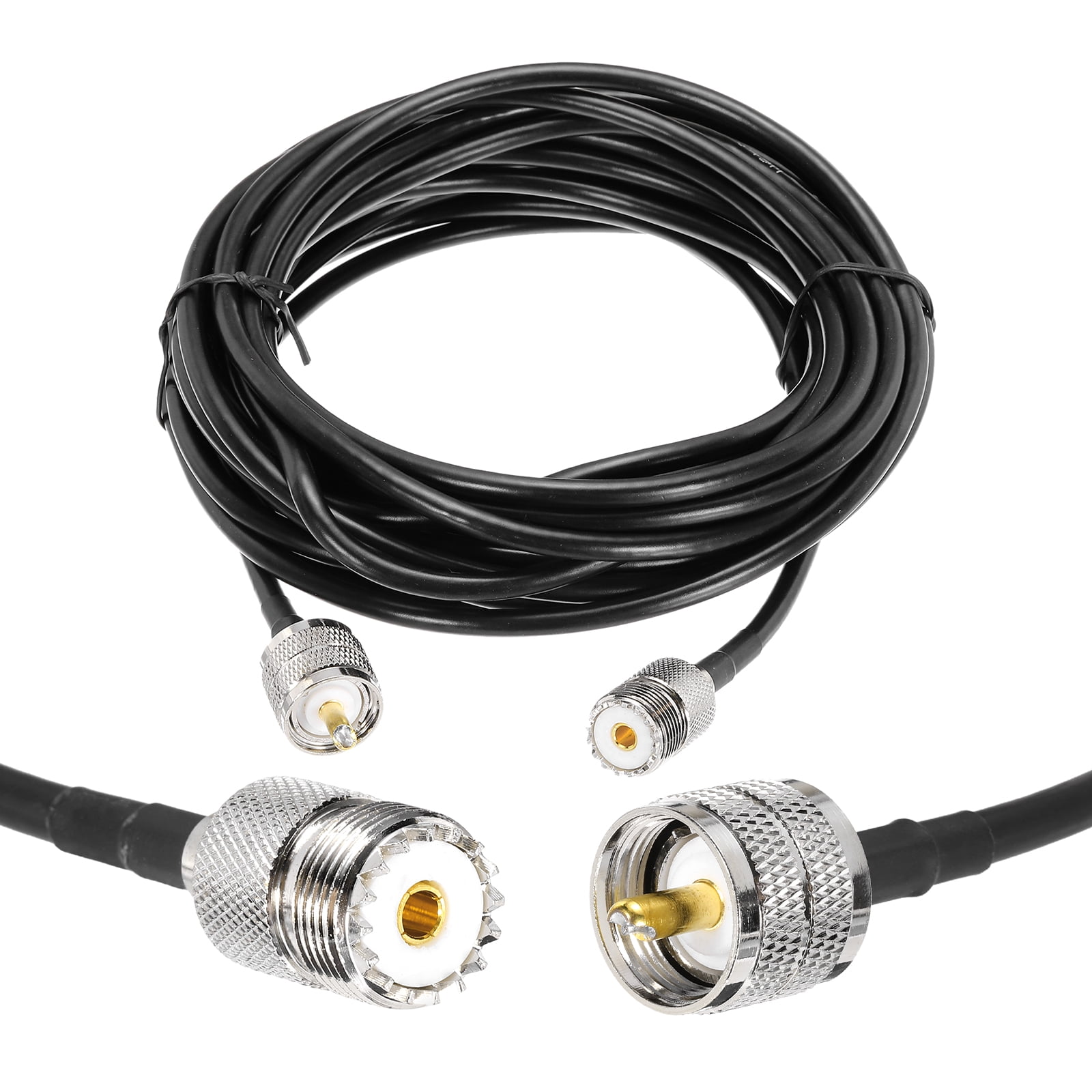 Uxcell 1PCS RG58 Coaxial Cable 18ft/5.5 M, UHF PL-259 Male to UHF SO 239 Female Coax Cable ...