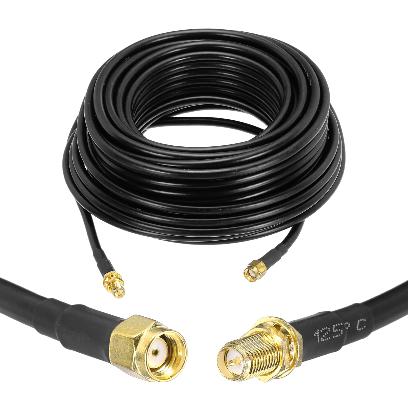Uxcell 1PCS RG58 Coaxial Cable 49.2ft/15 M, RP-SMA Male to RP-SMA ...