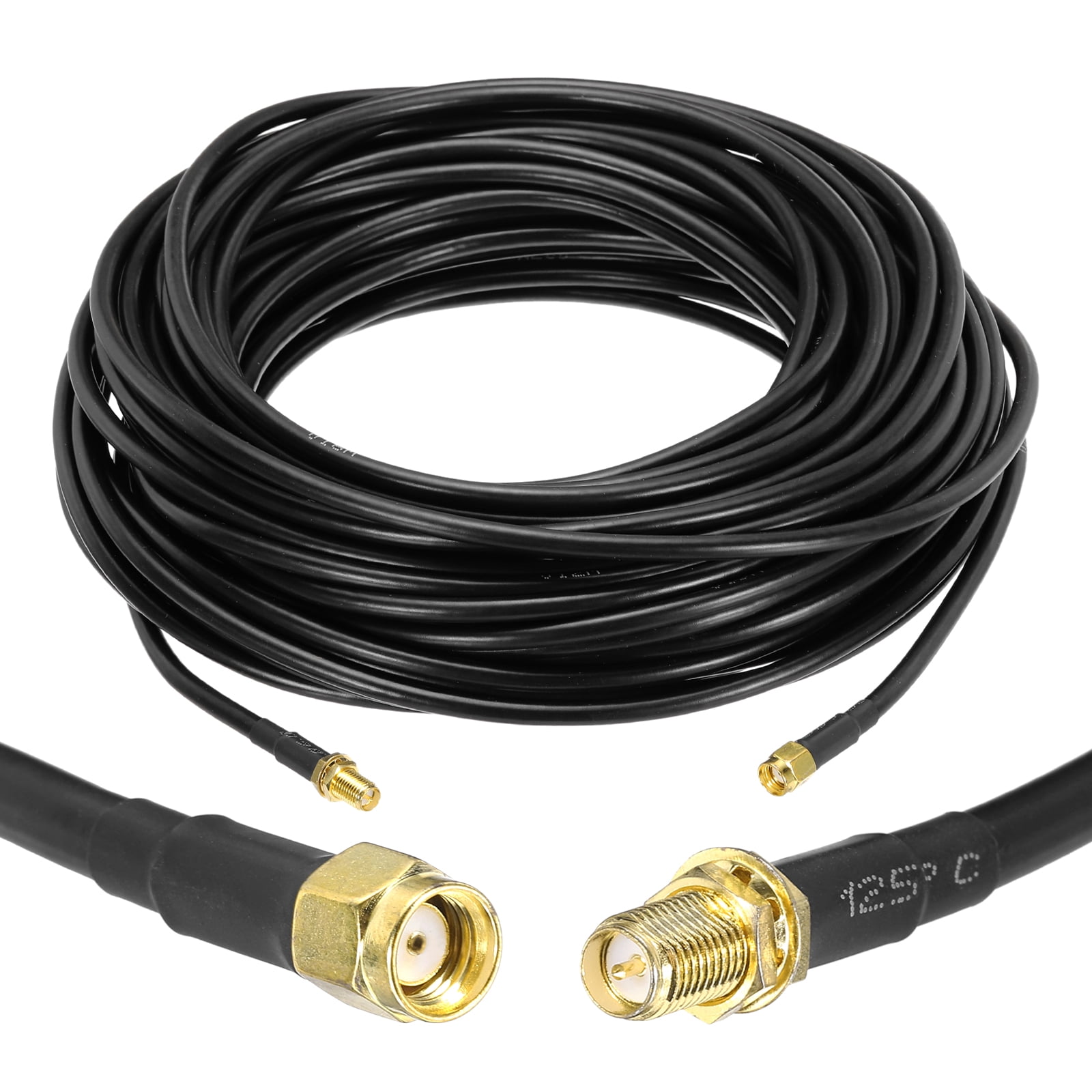 Uxcell 1PCS RG58 Coaxial Cable 65.6ft/20 M, RP-SMA Male to RP-SMA ...