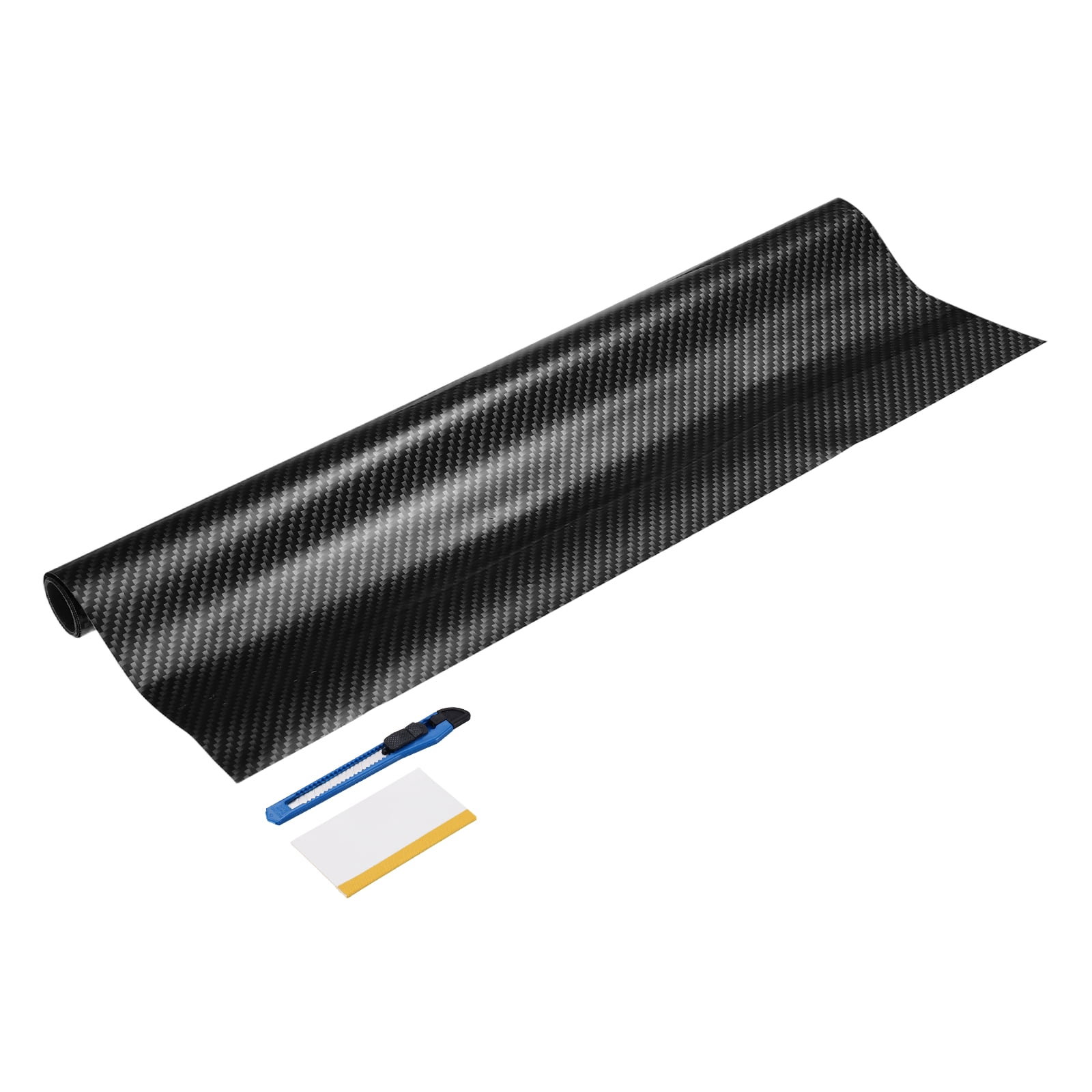 Uxcell 1Set Carbon Fiber Vinyl Wrap 12" x 1ft Self-Adhesive w Scraper Silver - Walmart.com