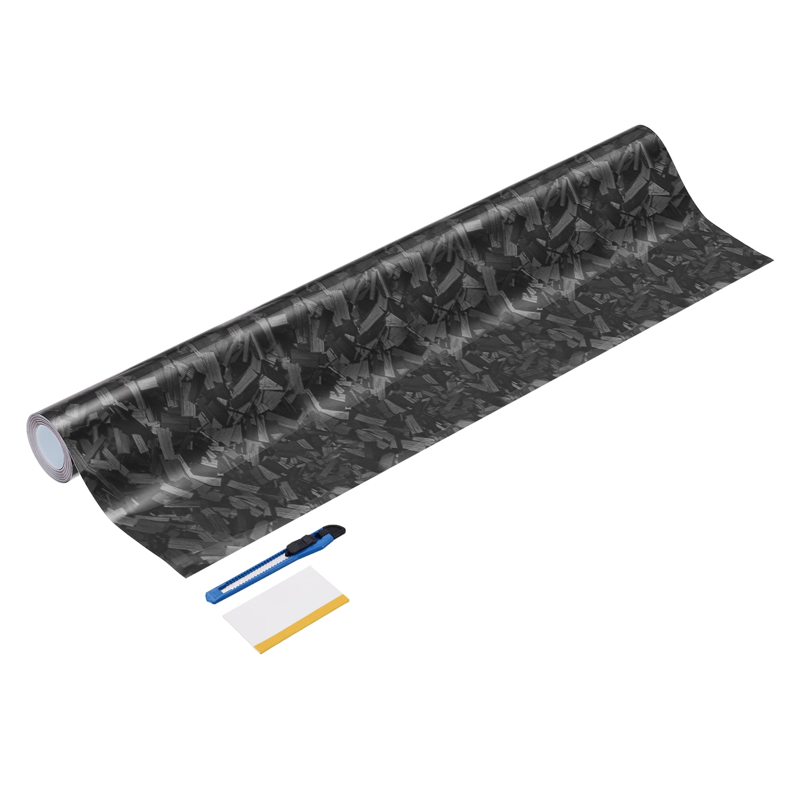 Uxcell 1Set Carbon Fiber Vinyl Wrap 12" x 5ft Self-Adhesive w Scraper ...