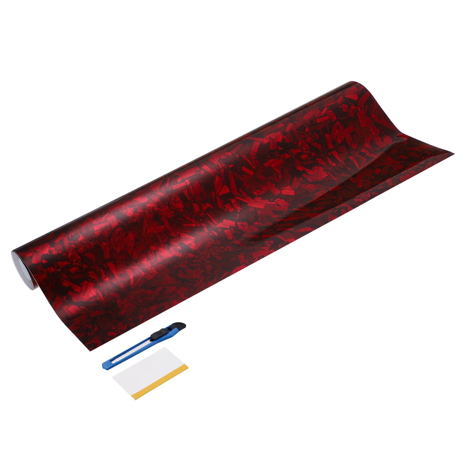 Uxcell 1Set Carbon Fiber Vinyl Wrap 12" x 6.6ft Self-Adhesive w Scraper ...