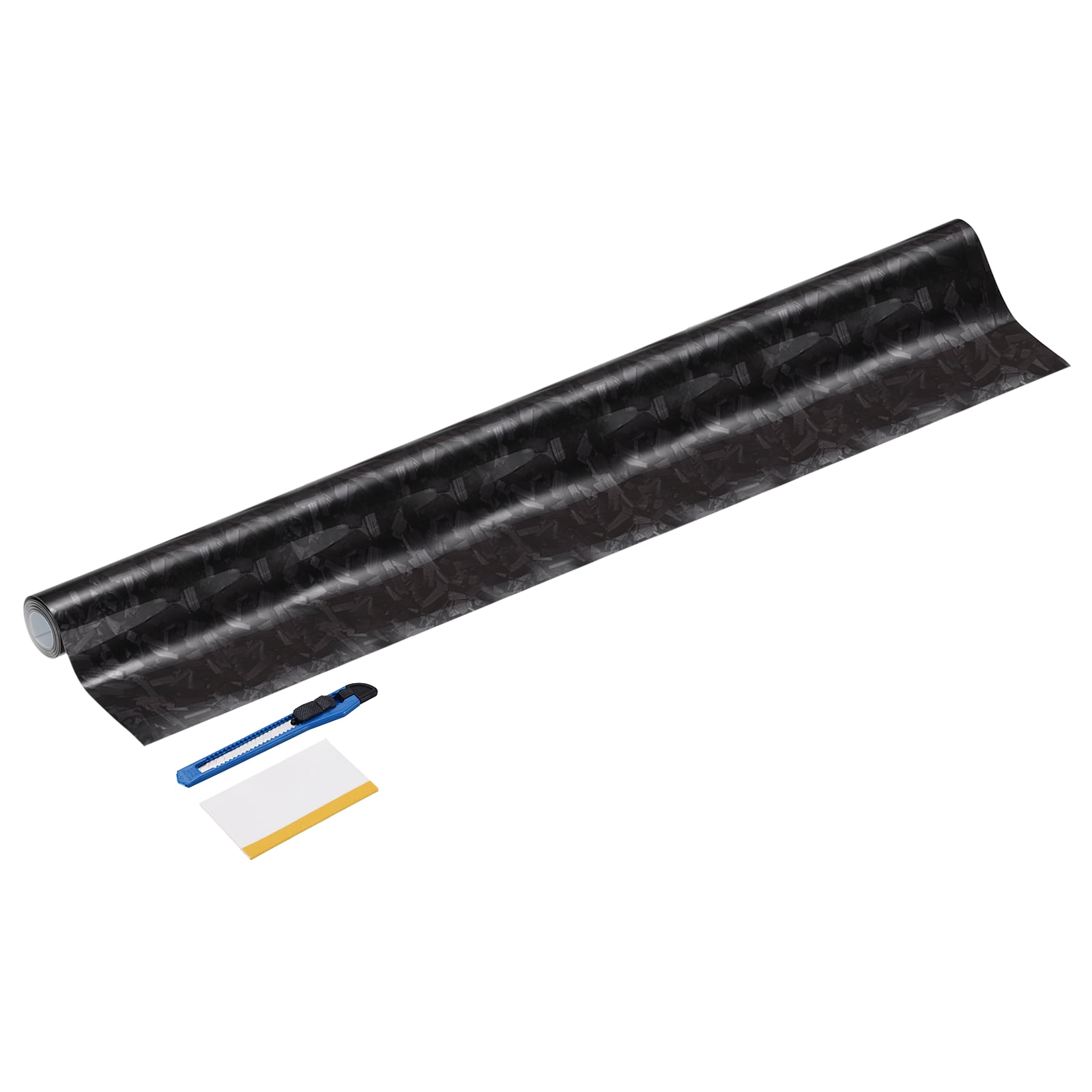 Uxcell 1Set Carbon Fiber Vinyl Wrap 20" x 3.3ft Self-Adhesive w Scraper ...