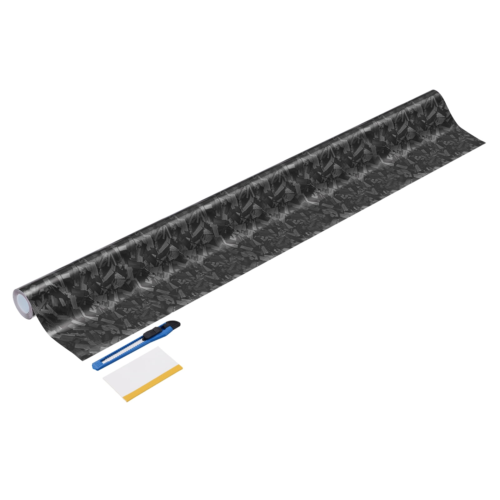 Uxcell 1Set Carbon Fiber Vinyl Wrap 20" x 5ft Self-Adhesive w Scraper ...