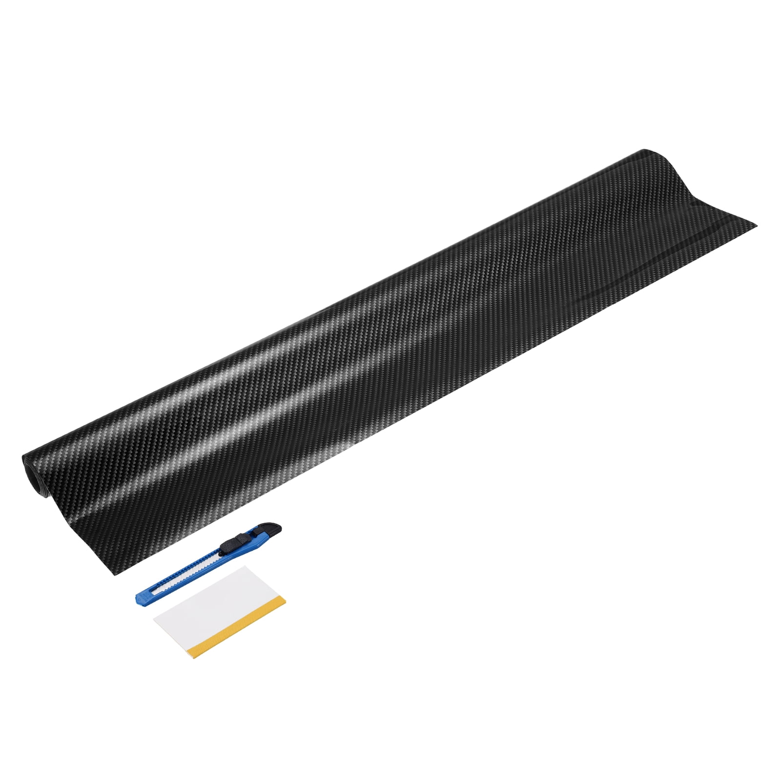 Uxcell 1Set Carbon Fiber Vinyl Wrap 20" x 6.6ft Self-Adhesive w Scraper ...
