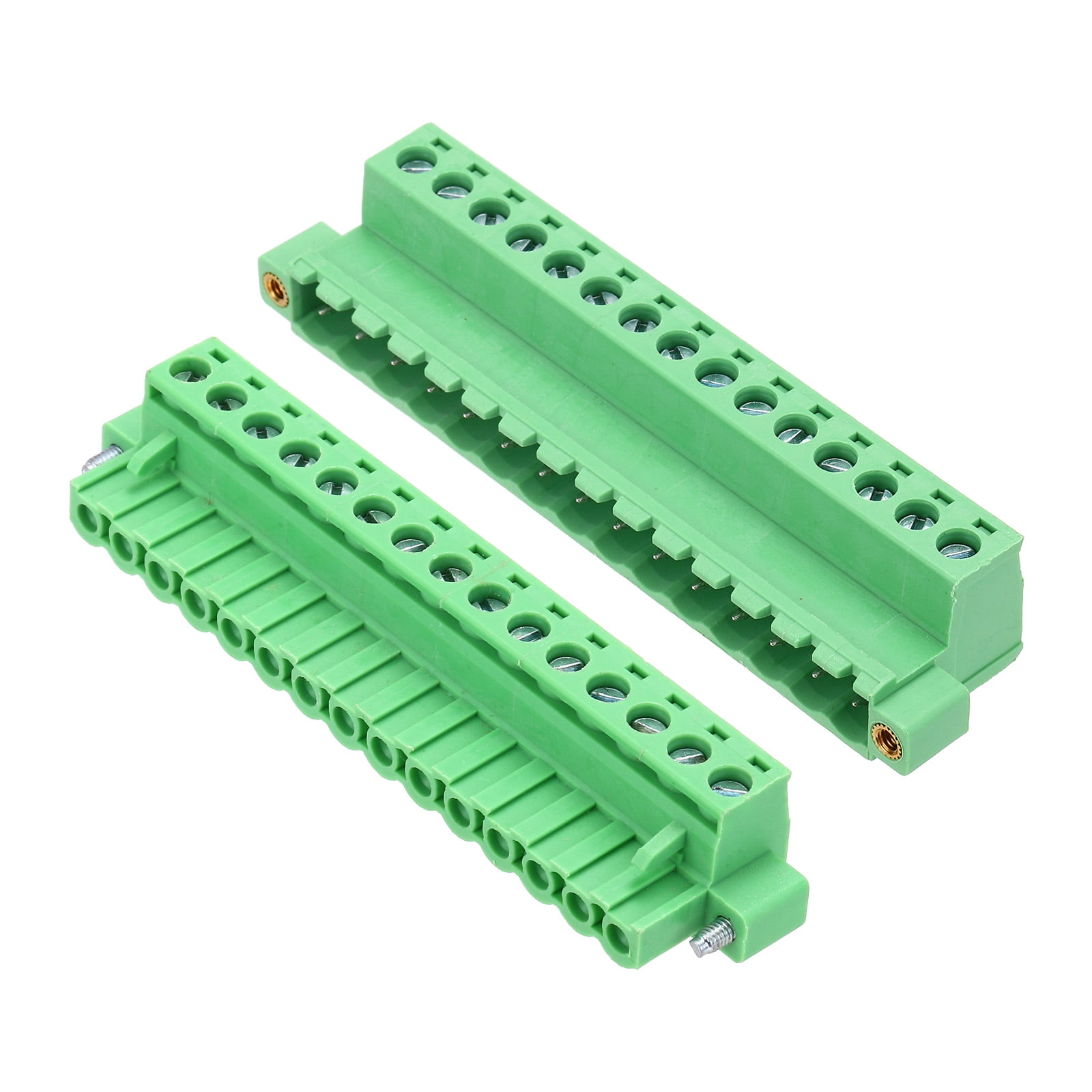 Uxcell 1Set PCB Terminal Block, 300V 10A Male&Female 15 Pin 5.08mm Distance PCB Screw Mount ...