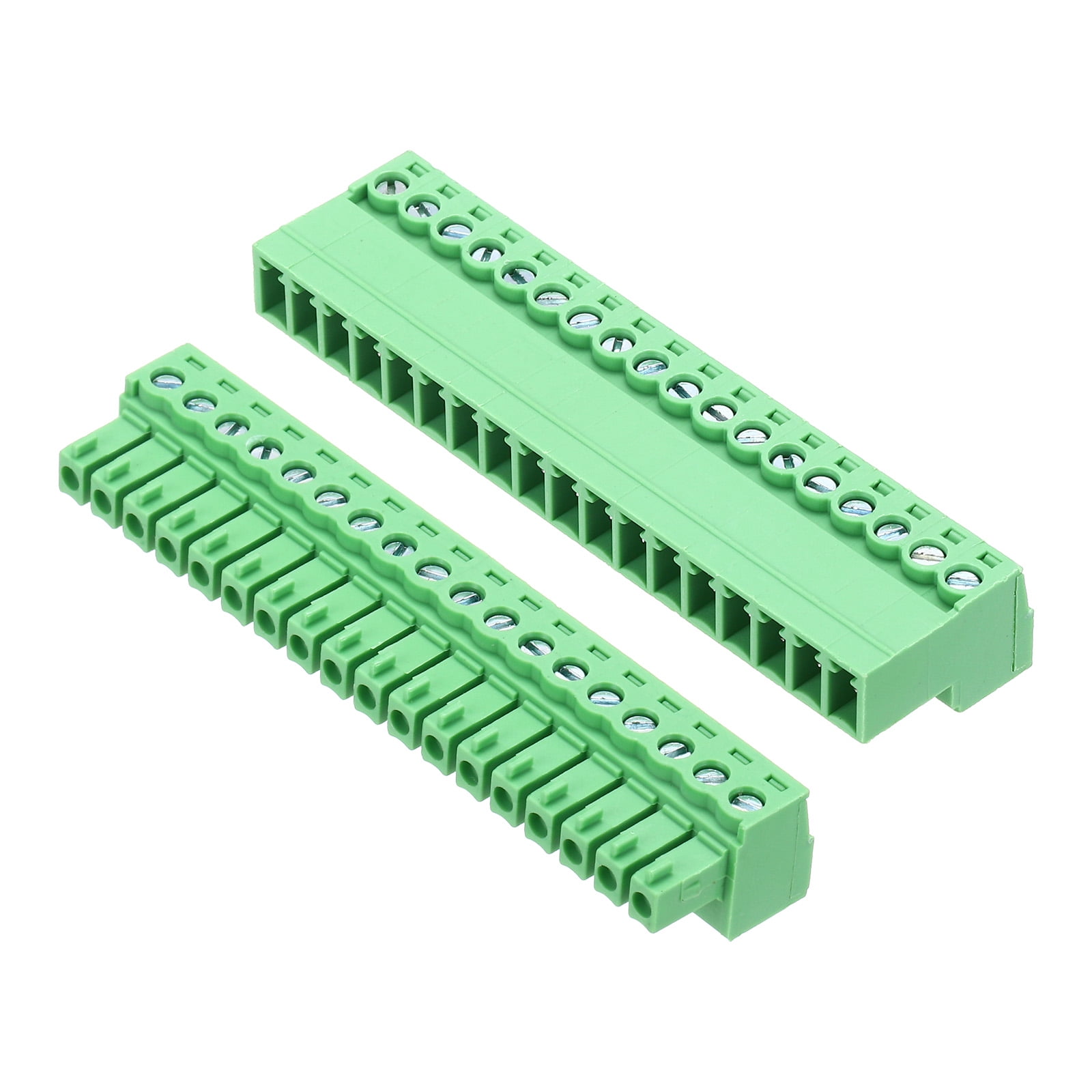 Uxcell 1Set PCB Terminal Block, 300V 8A Male&Female 18 Positions 3.81mm Distance PCB Screw Mount ...