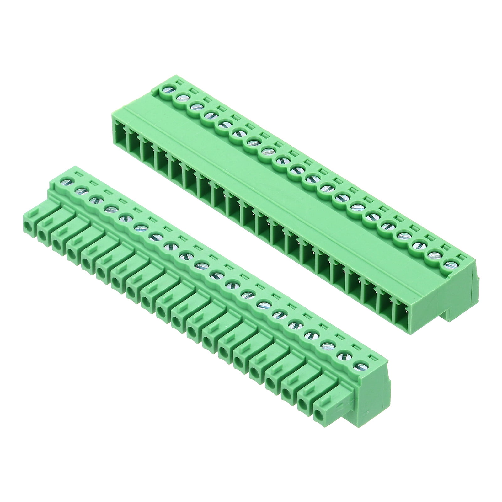 Uxcell 1Set PCB Terminal Block, 300V 8A Male&Female 20 Positions 3.81mm Distance PCB Screw Mount ...