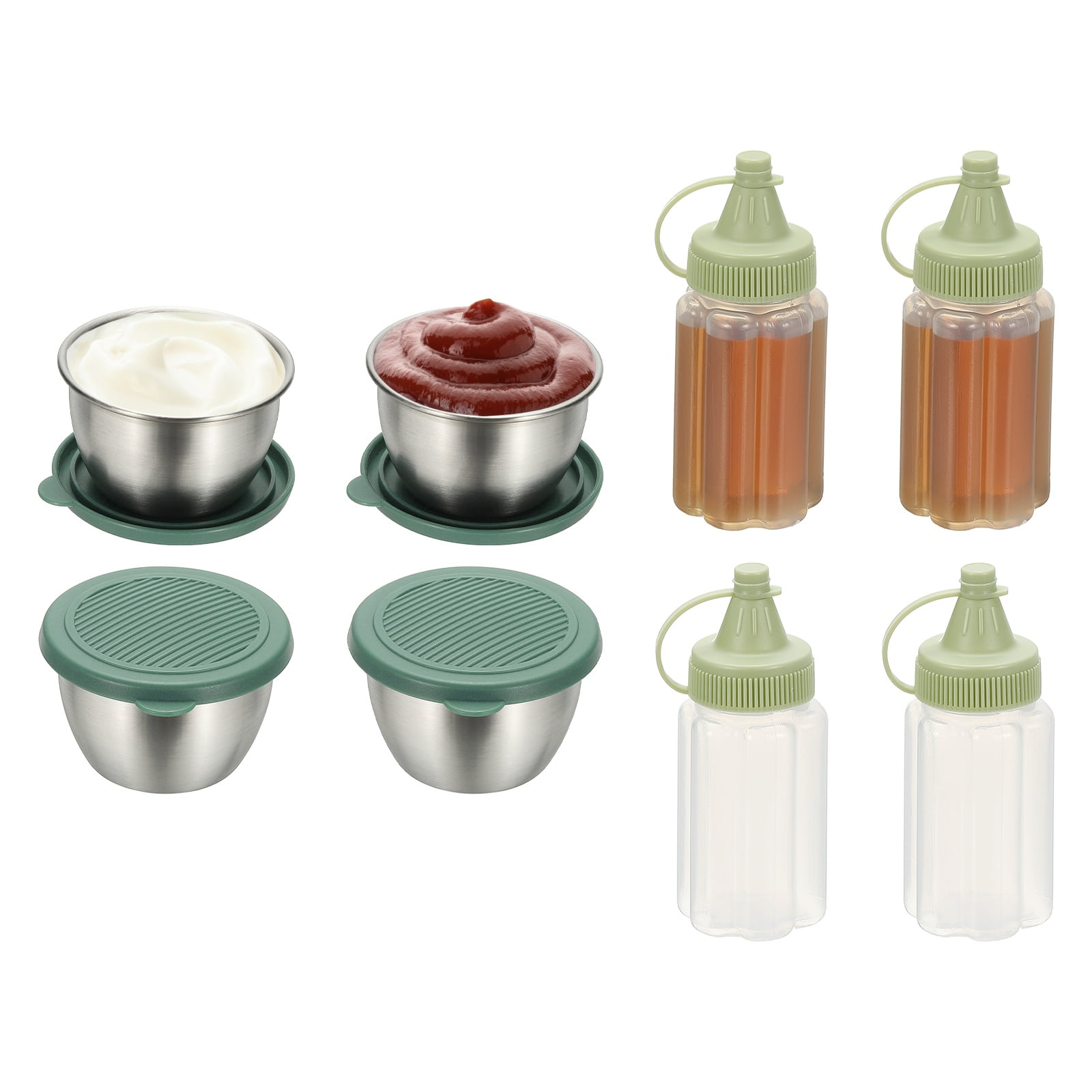 Uxcell 1Set Stainless Steel Salad Dressing Container with Lid(80ml/2 ...