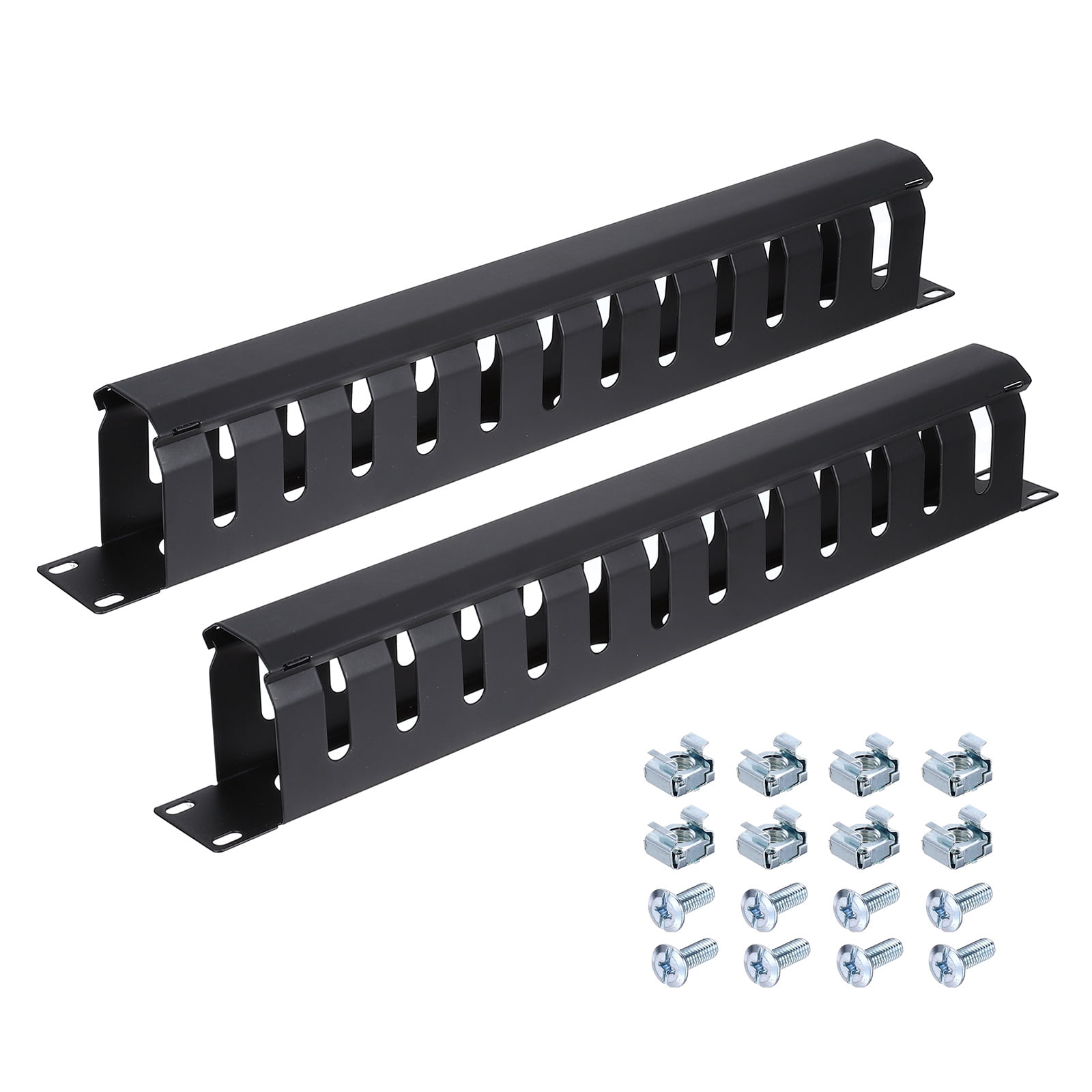 Uxcell 1U 19 Inch Cable Management, 2 Pack 12 Slot Horizontal Rack ...
