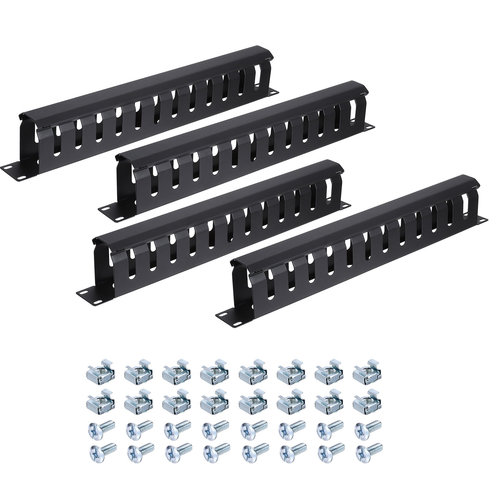 Uxcell 1U 19 Inch Cable Management, 4 Pack 12 Slot Horizontal Rack ...