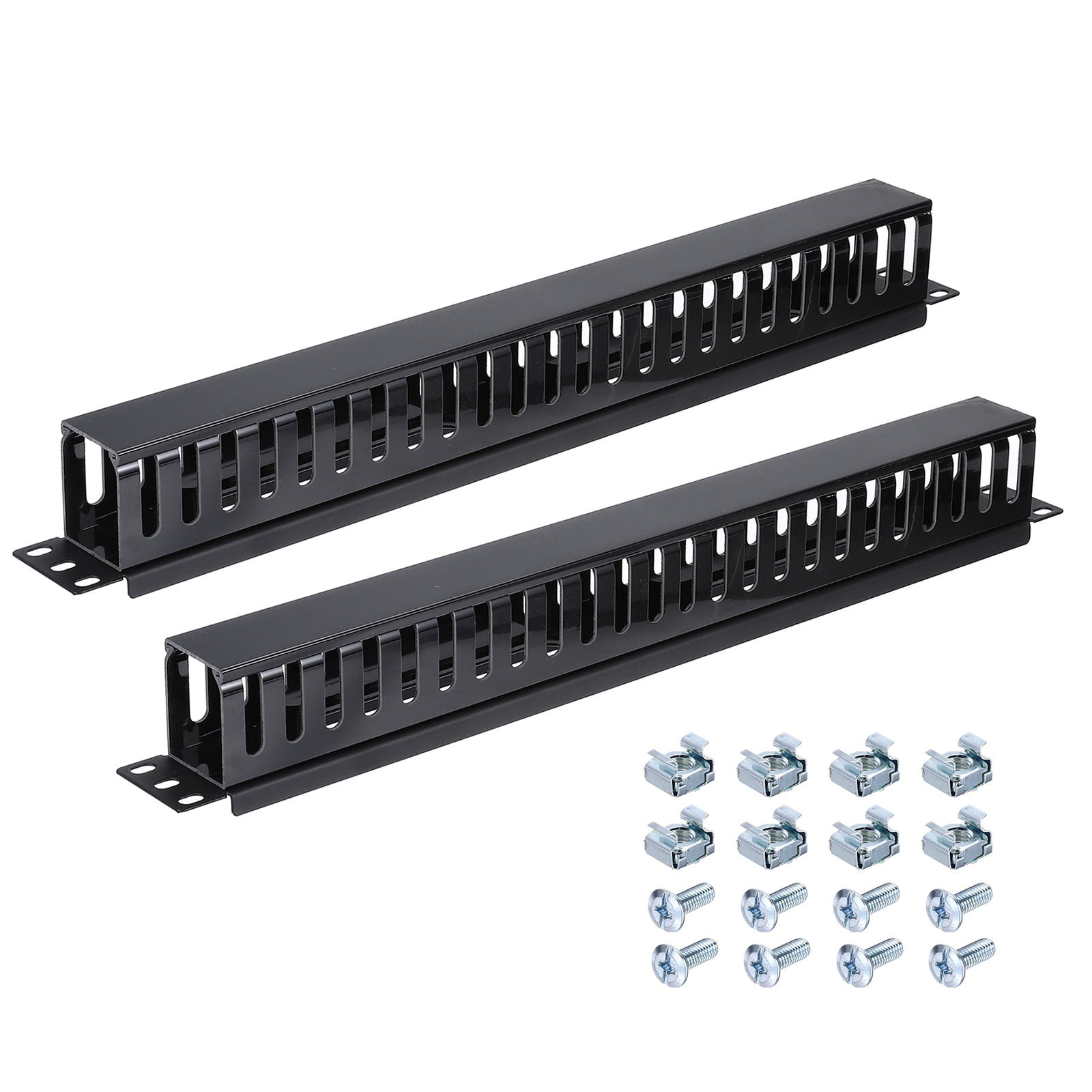 Uxcell 1U 19 Inch Cable Manager, 2 Pack 24 Slot Horizontal Rack Mount ...