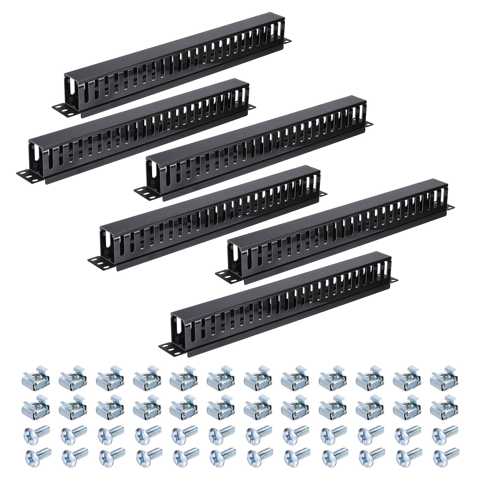 Uxcell 1U 19 Inch Cable Manager, 6 Pack 24 Slot Horizontal Rack Mount ...