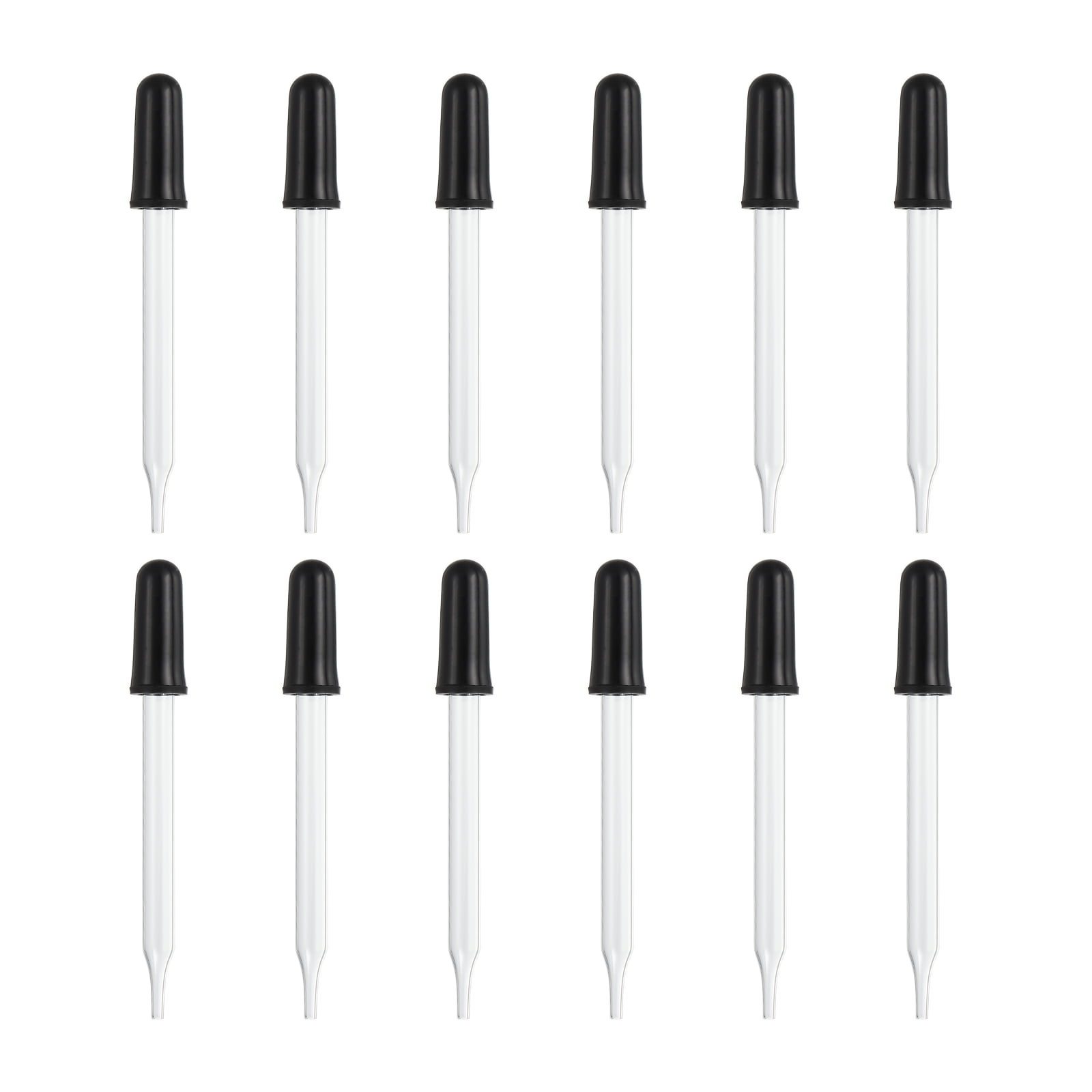 Uxcell 1ml Glass Straight Tip Eye Dropper with Rubber Cap, Clear Black ...