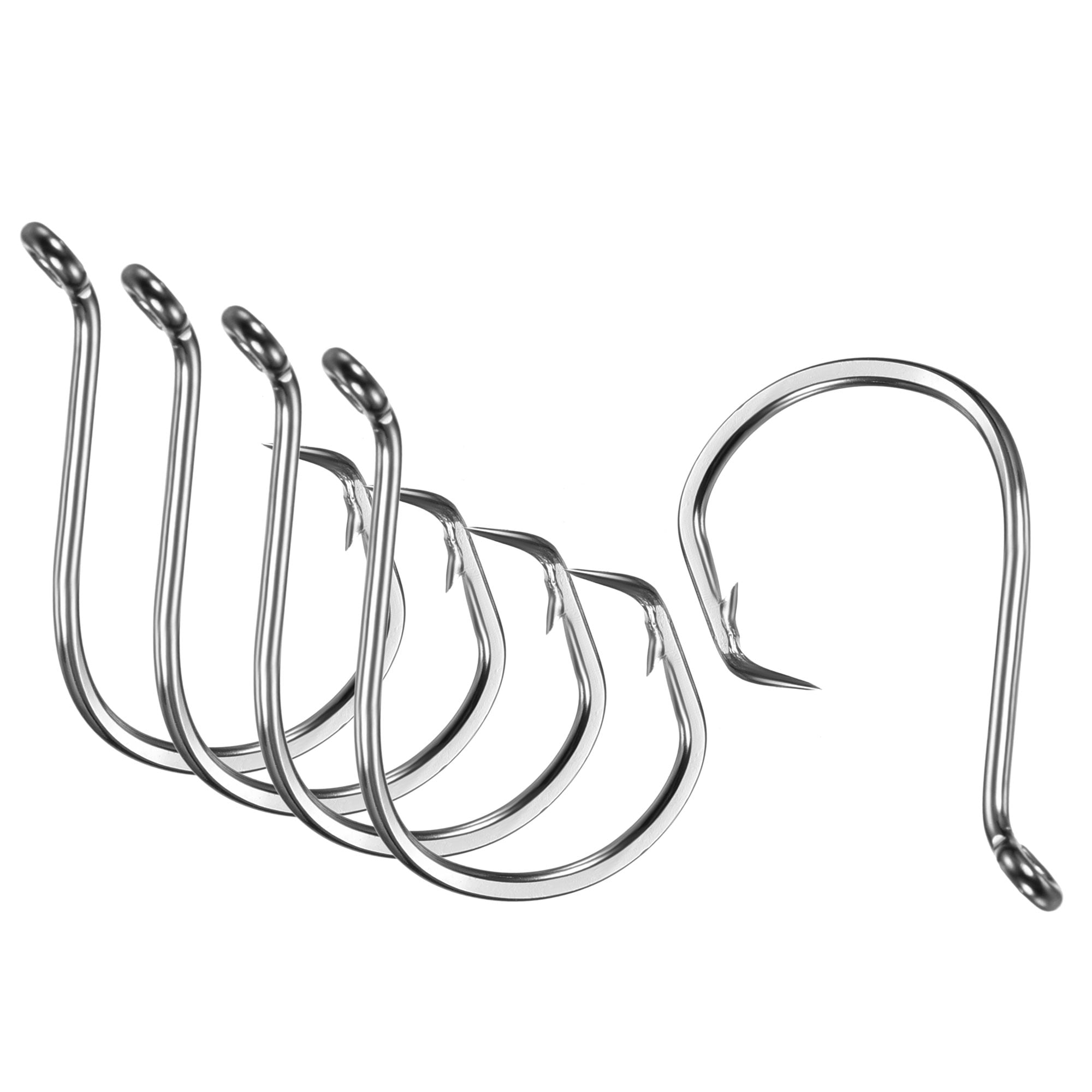 Uxcell 2/0# Carbon Steel Offset Hook Fishing Circle Hooks with Barbs ...
