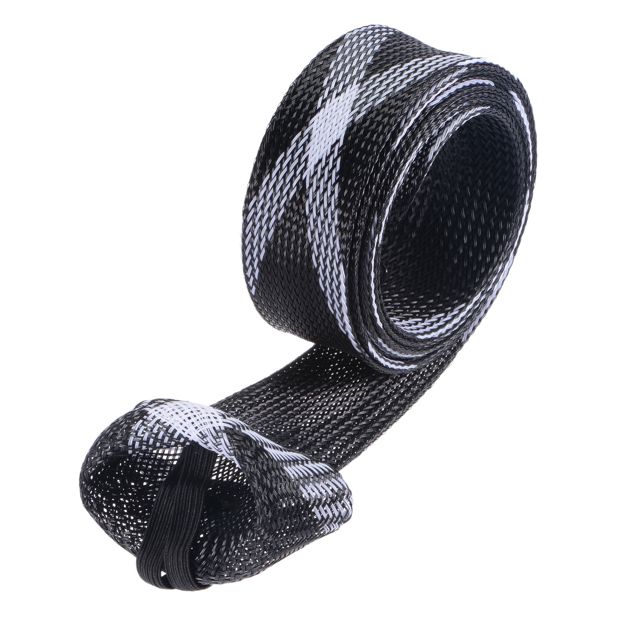 Uxcell 2.02m Black White Fishing Rod Sleeve Rod Sock Cover Braided Mesh ...