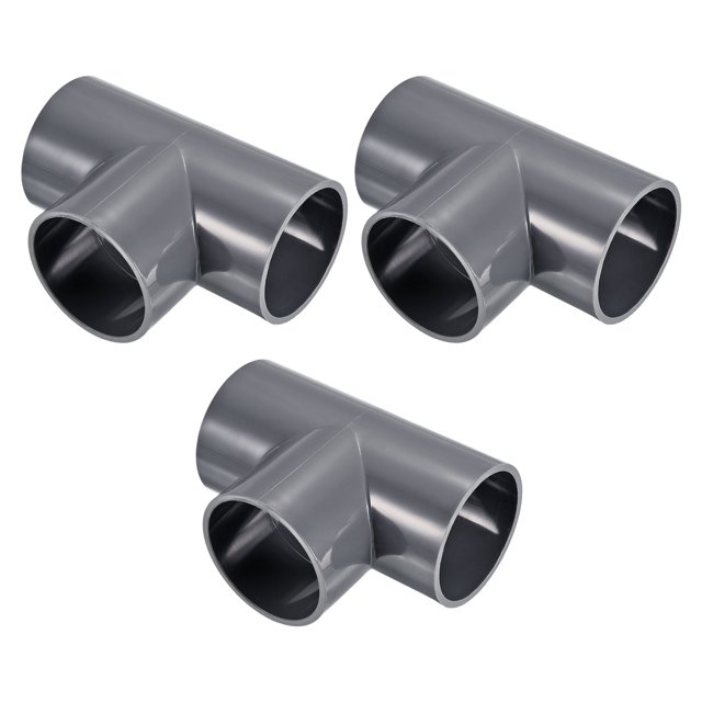 Uxcell 2 1/2" 3 Way Tee Pipe Fittings UPVC, 3 Pack Joint Coupling Pipe ...