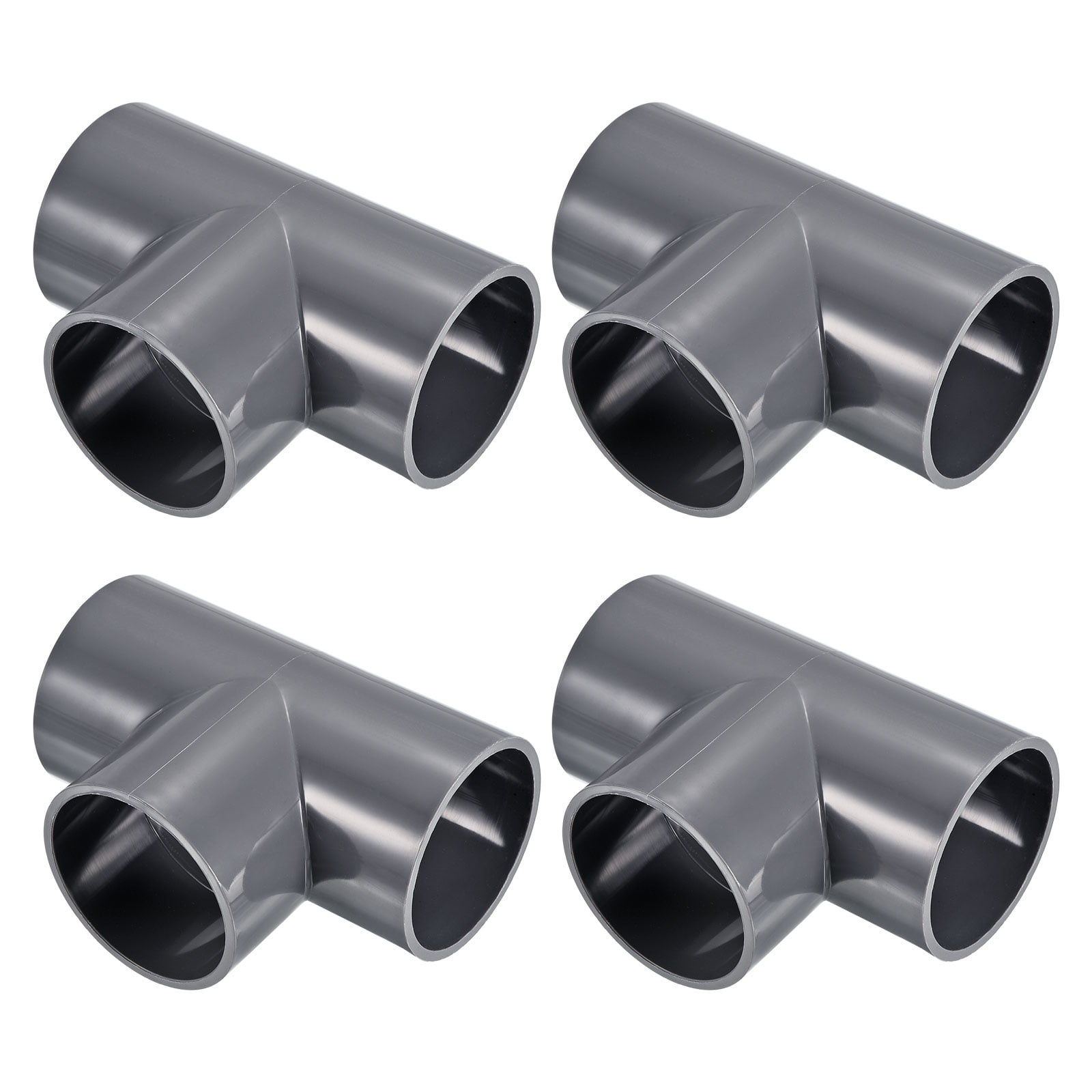 Uxcell 2 1/2" 3 Way Tee Pipe Fittings UPVC, 4 Pack Joint Coupling Pipe ...