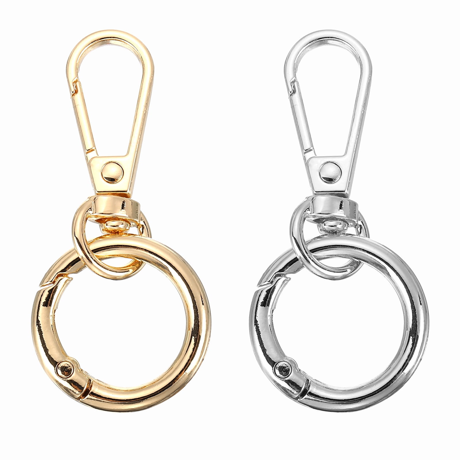 Uxcell 2.2" Swivel Snap Hooks with Key Rings, 2Pcs Double Opening Metal ...