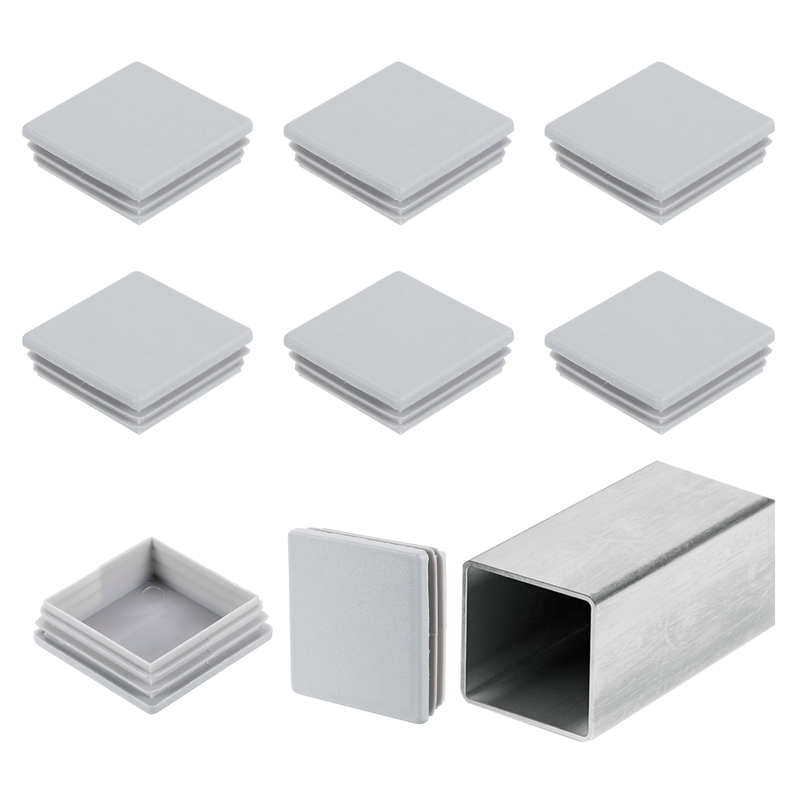 Uxcell 2 3/8" (60mm) Square Tubing End Caps, 8 Pcs Plastic Hole Plugs ...
