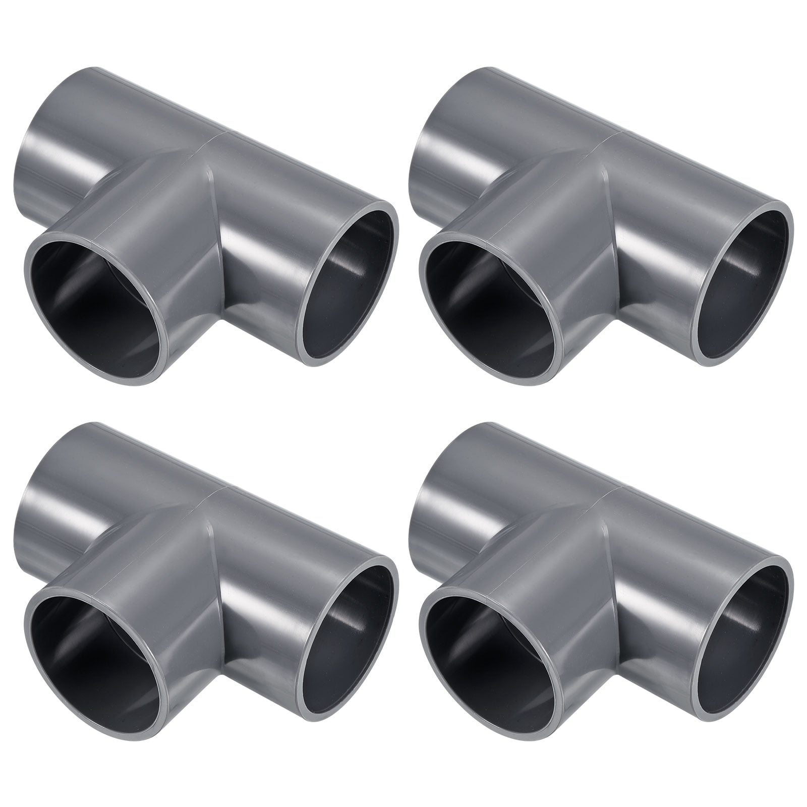 Uxcell 2" 3 Way Tee Pipe Fittings UPVC, 4 Pack Joint Coupling Pipe ...