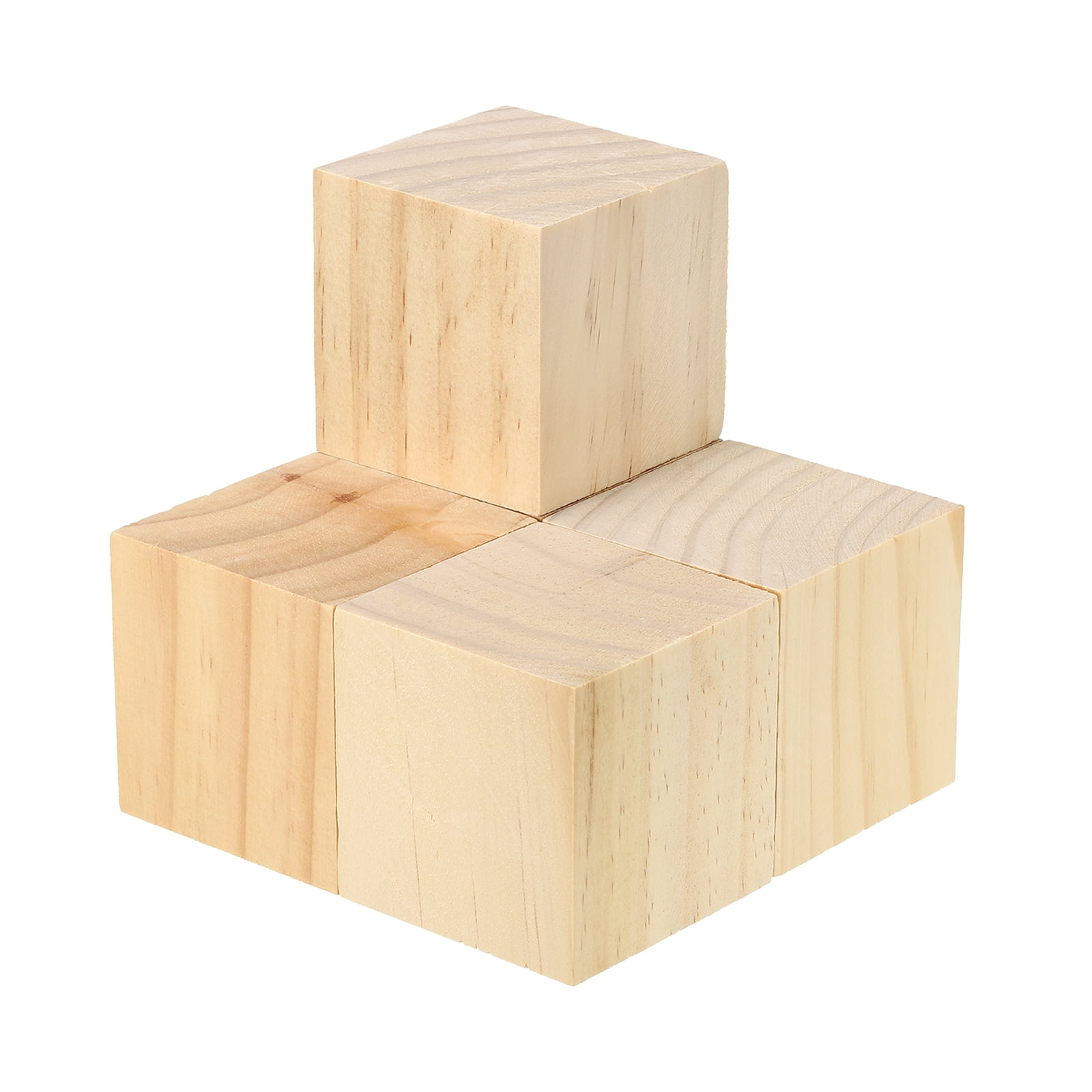Uxcell 2.4 Inch Unfinished Wooden Blocks, 5 Pack Natural Wood Cube ...