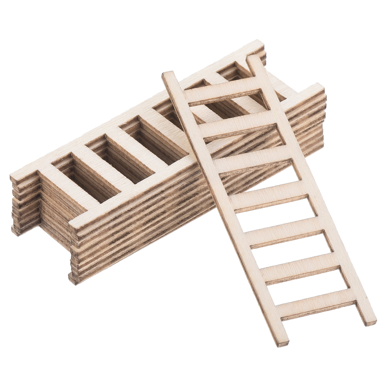 Uxcell 2.4" Miniature Wooden Ladder Dollhouse Straight Ladders, Natural ...