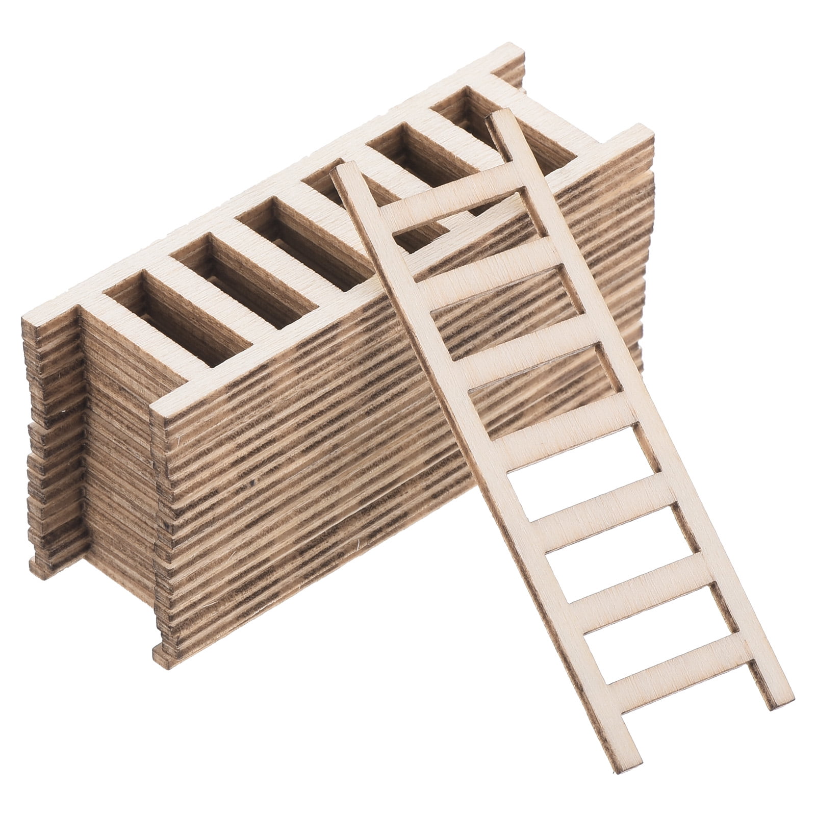 Uxcell 2.4" Miniature Wooden Ladder Dollhouse Straight Ladders, Natural ...