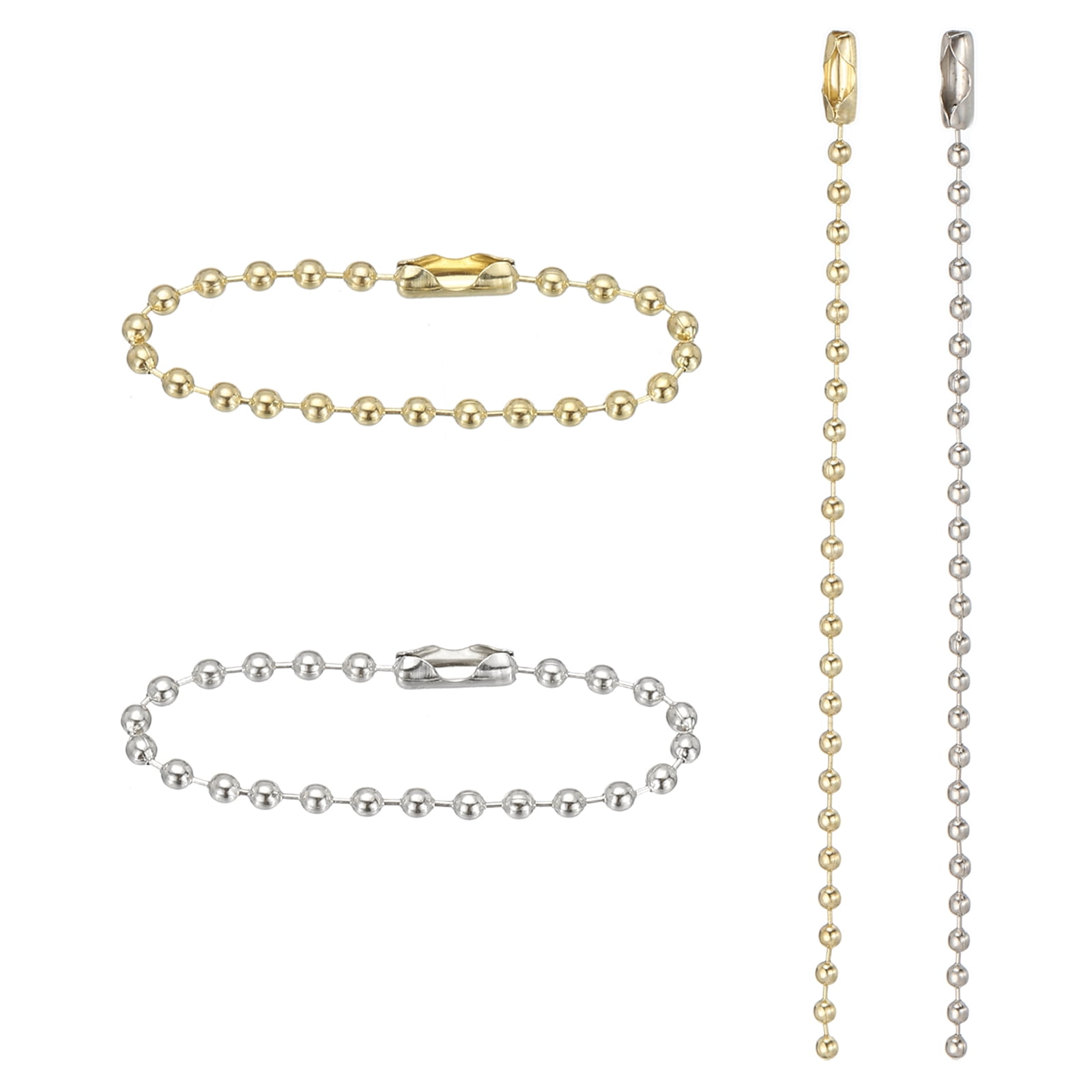 Uxcell 2.4mm x 100mm Ball Beads Chain, 200 Pack Bead Link Extension ...