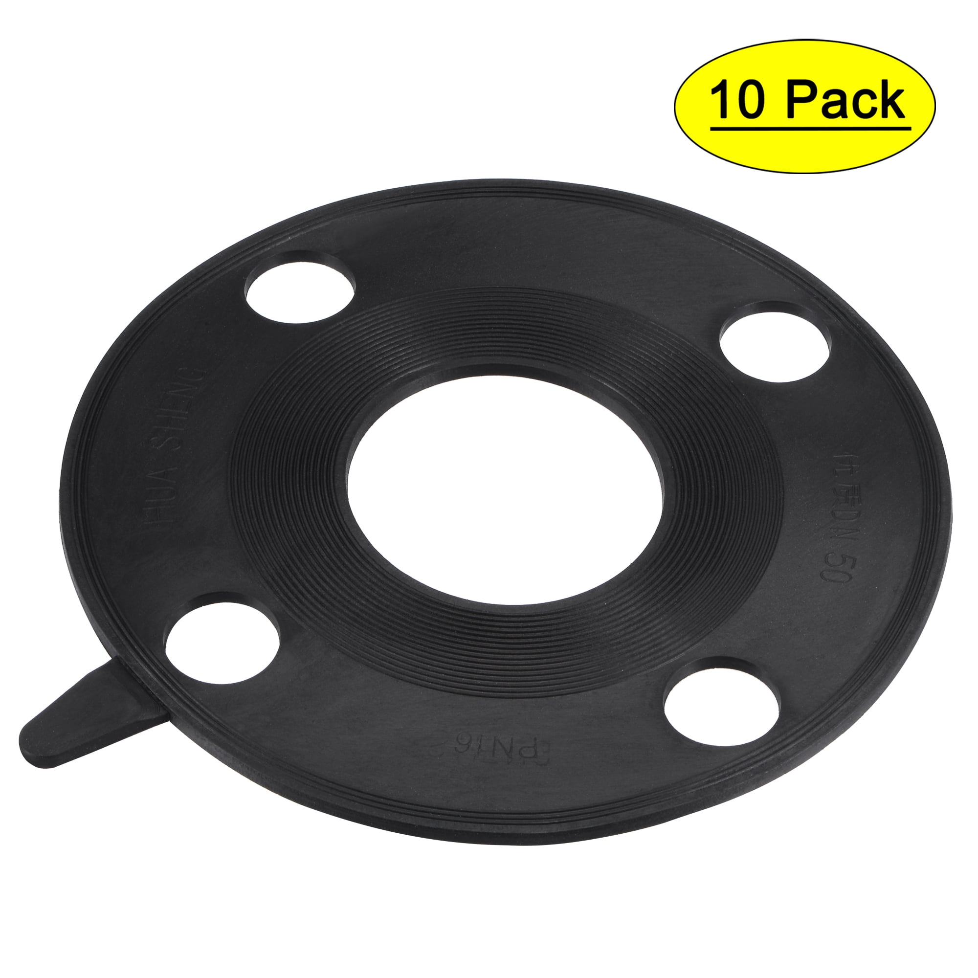 Uxcell 2.5" DN50 Pipe 4 Bolt Hole Full Face Rubber Flange Gasket Black ...