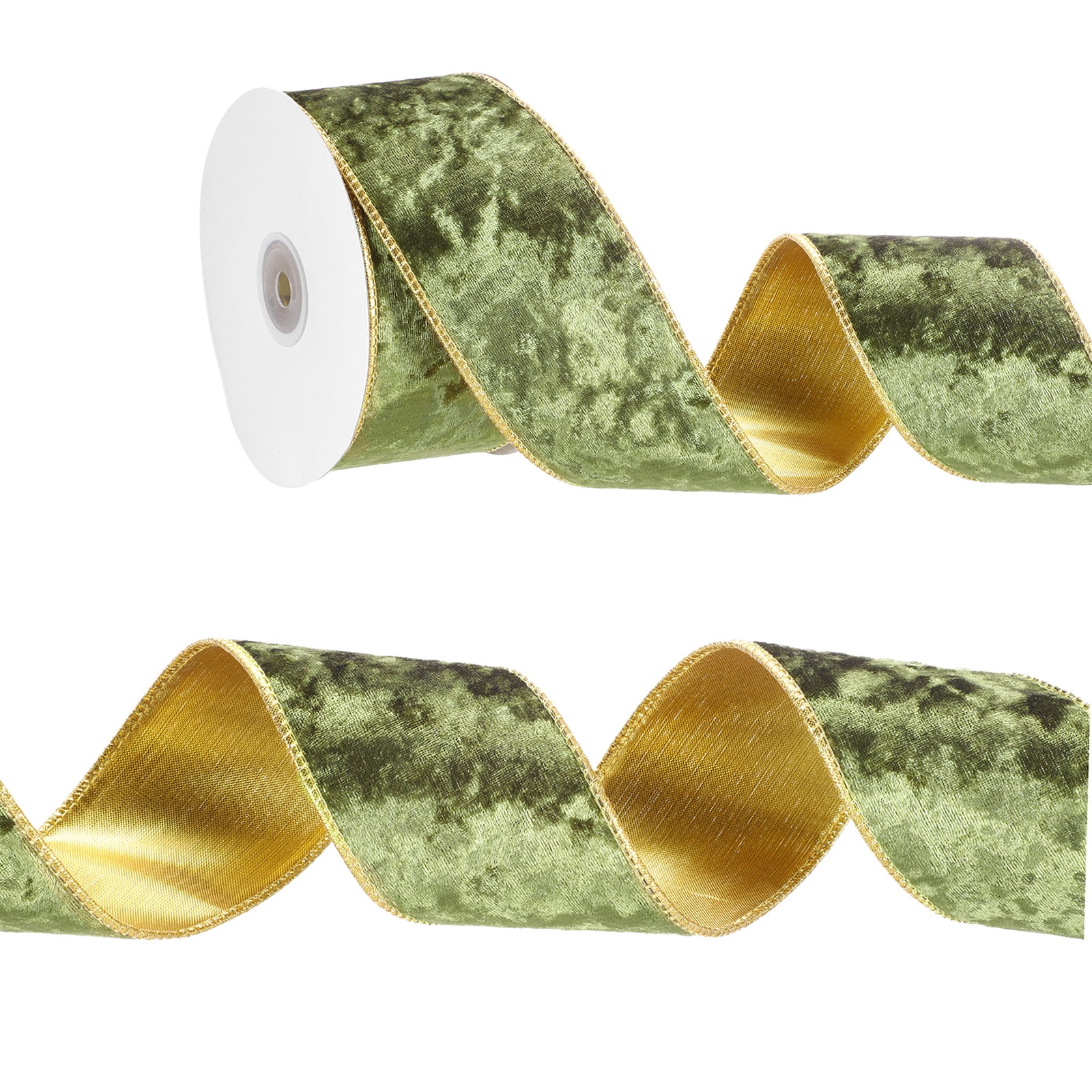 Uxcell Velvet Wired Ribbon, Gold Crushed Ribbons for Gift Wrapping and ...