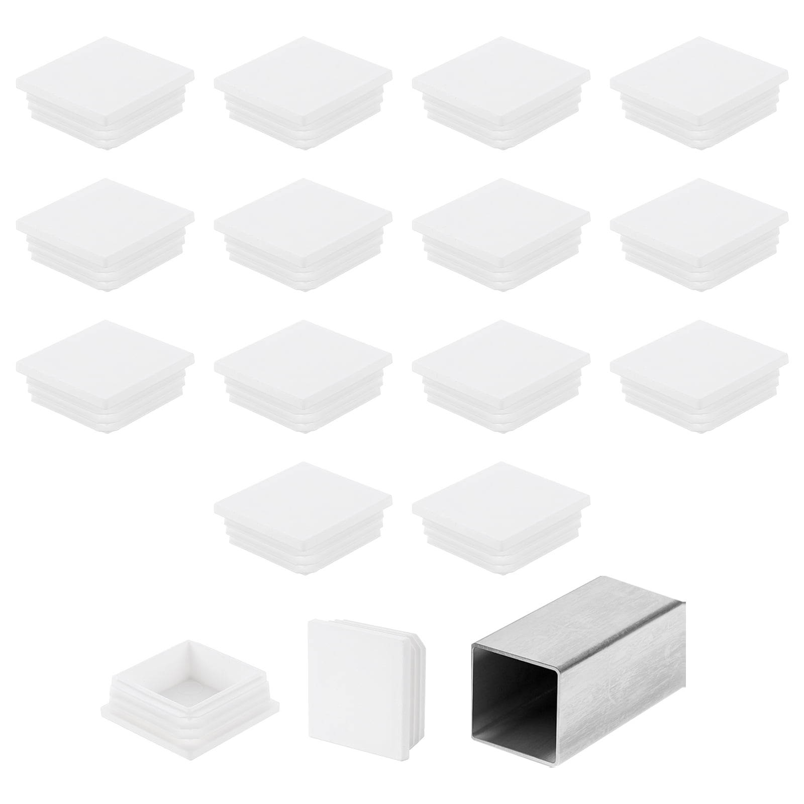 Uxcell 2" (50mm) Square Tubing End Caps, 16 Pcs Plastic Hole Plugs ...