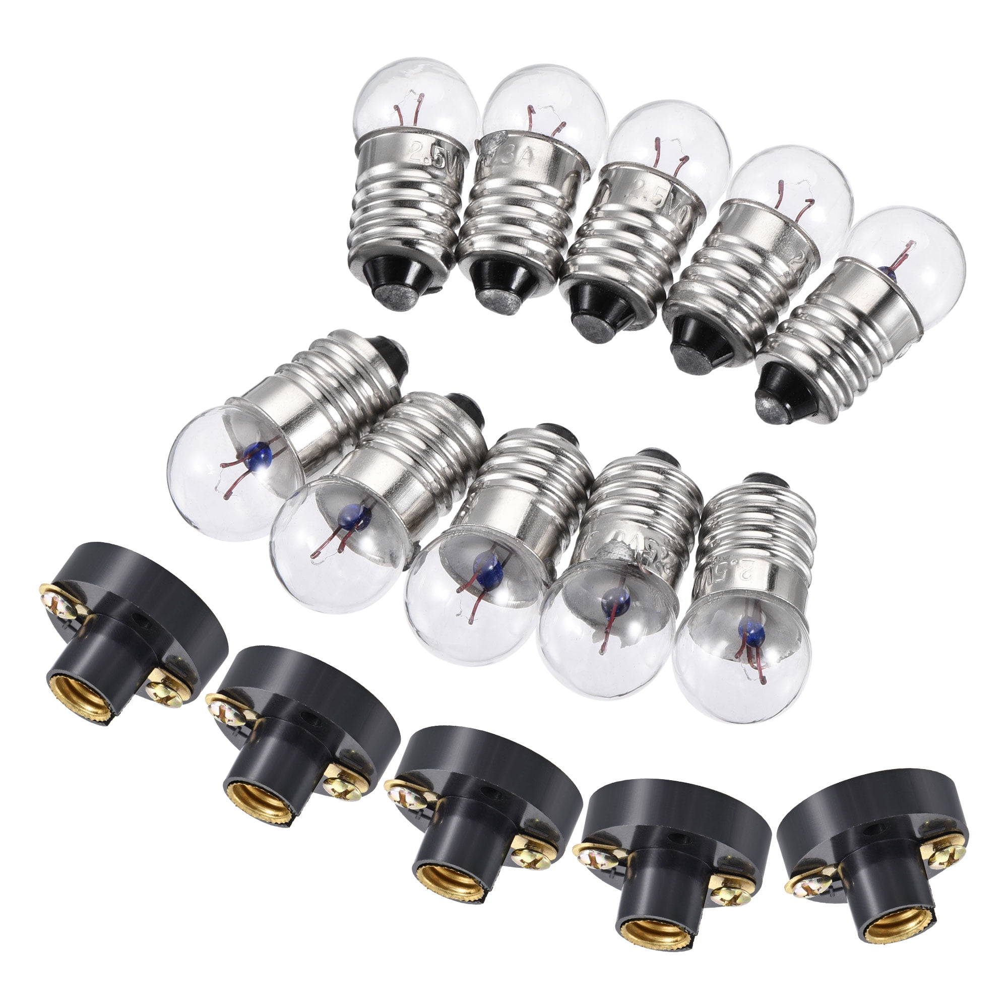 Uxcell 2.5V Bulb Holder Screw Base E10 Lamp Socket Black 1 Set ...