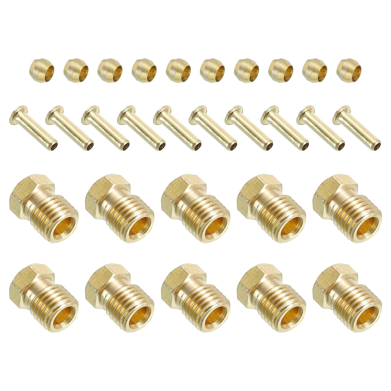 Uxcell 2.5mm ID 4mm OD Tube Compression Assortment Kit, 10 Set Brass ...