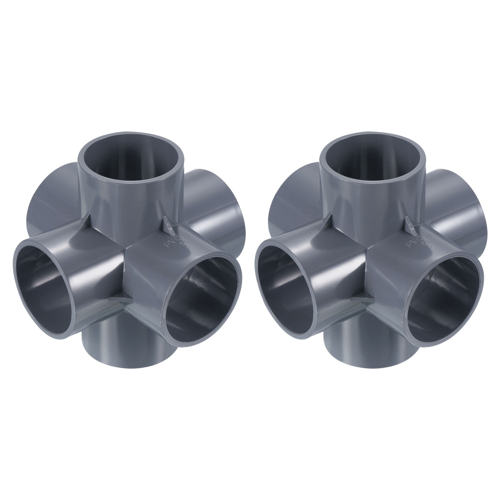Uxcell 6 Way Elbow Pipe Fittings Joint Coupling Pipe Adapter, Gray 2" 2 ...
