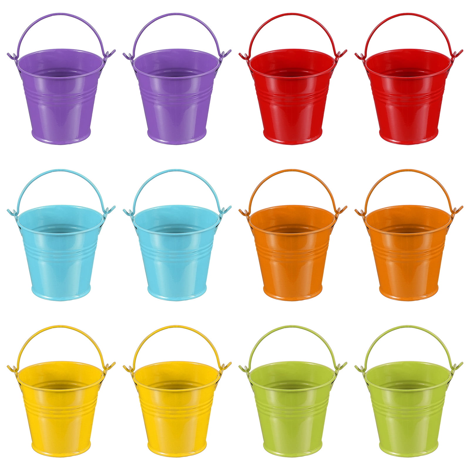 Uxcell 2.7"x2.3" Small Metal Buckets with Handle Mini Galvanized Bucket ...