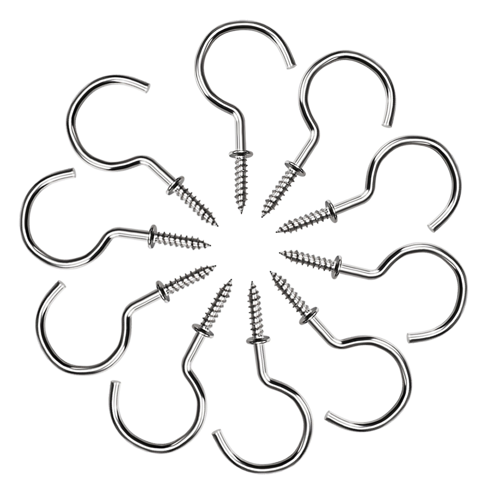 Uxcell 2.8" Screw Eye Hooks Self Tapping Screws Screw-in Hanger Silver ...