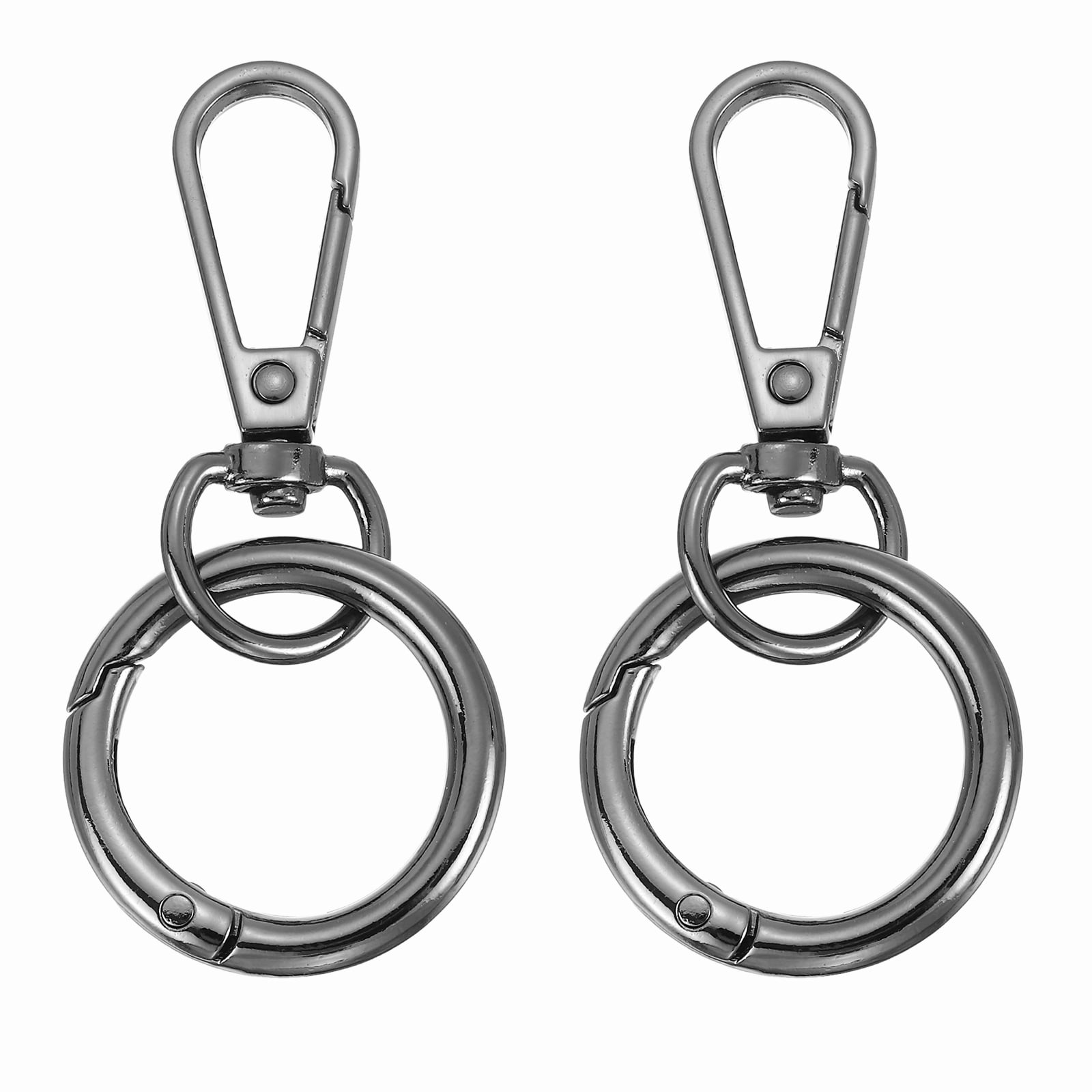Uxcell 2.8" Swivel Snap Hooks with Key Rings, 2Pcs Double Opening Metal ...