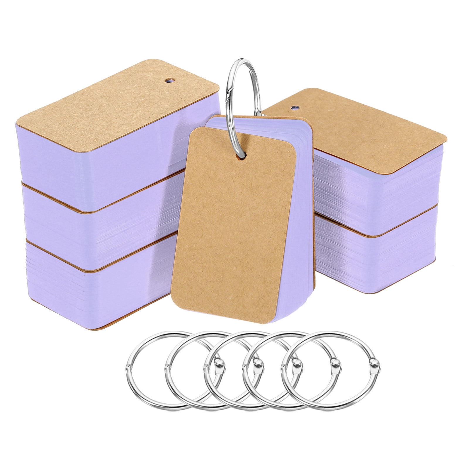 Uxcell 2.8" x 1.5" Blank Flash Cards with Rings Study Cards Index Cards ...