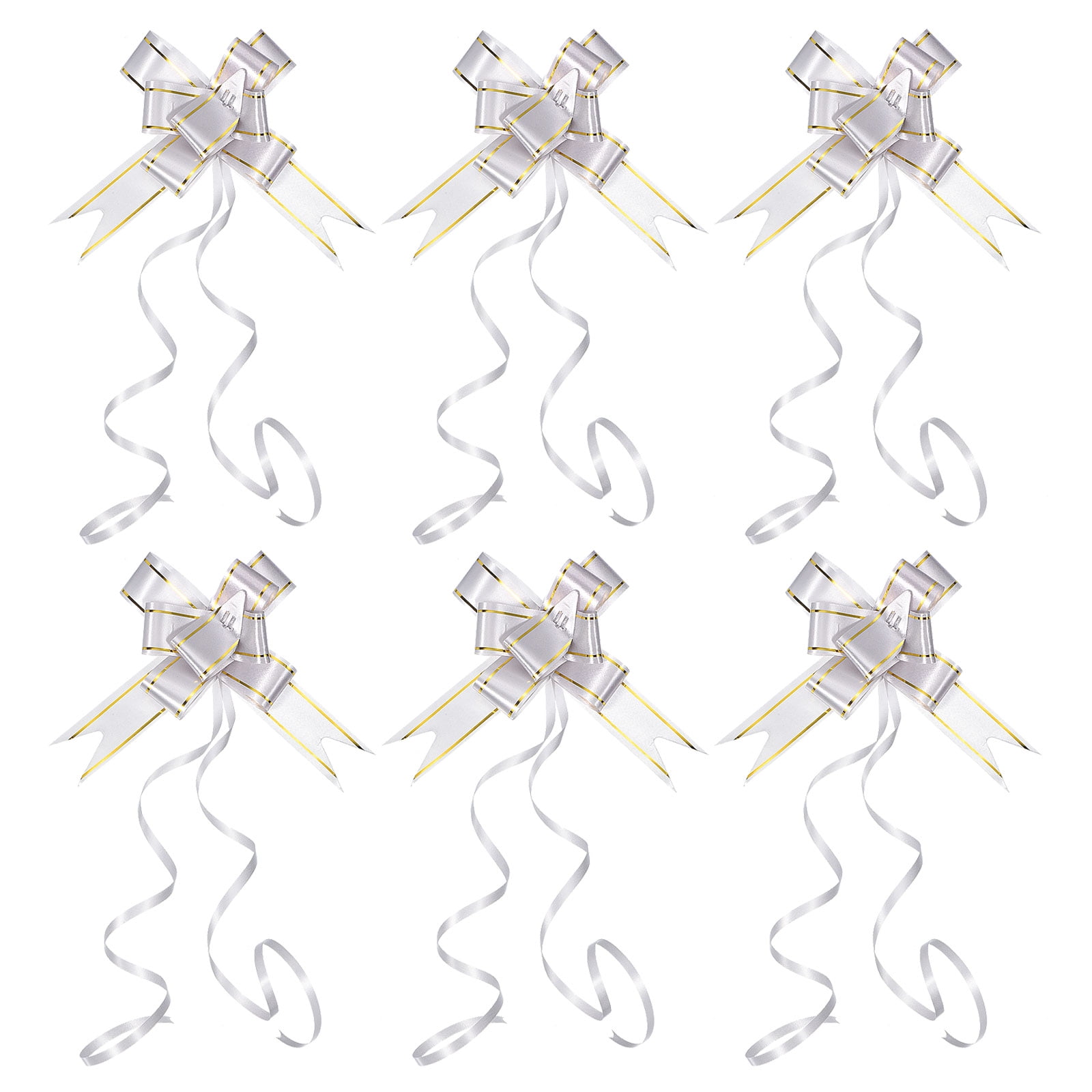 Uxcell 2.8inch Pull Bows Present Wrapping String Bows Ribbon Gold ...