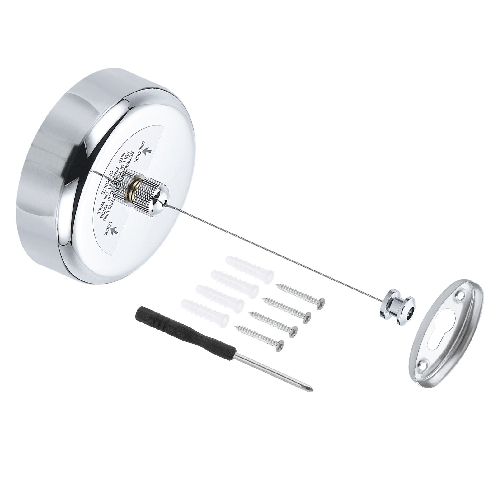 Uxcell 2.8m/9.2Ft Retractable Clothesline, 304 Stainless Steel ...