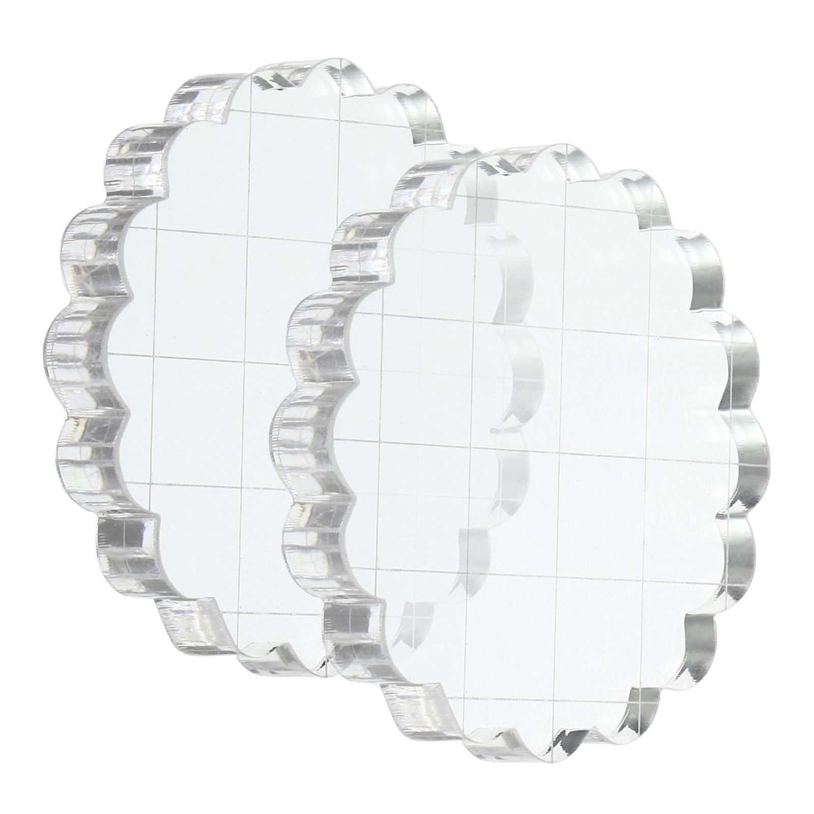 Uxcell 2" Acrylic Stamp Block Clear Stamping Block with Grid Lines ...