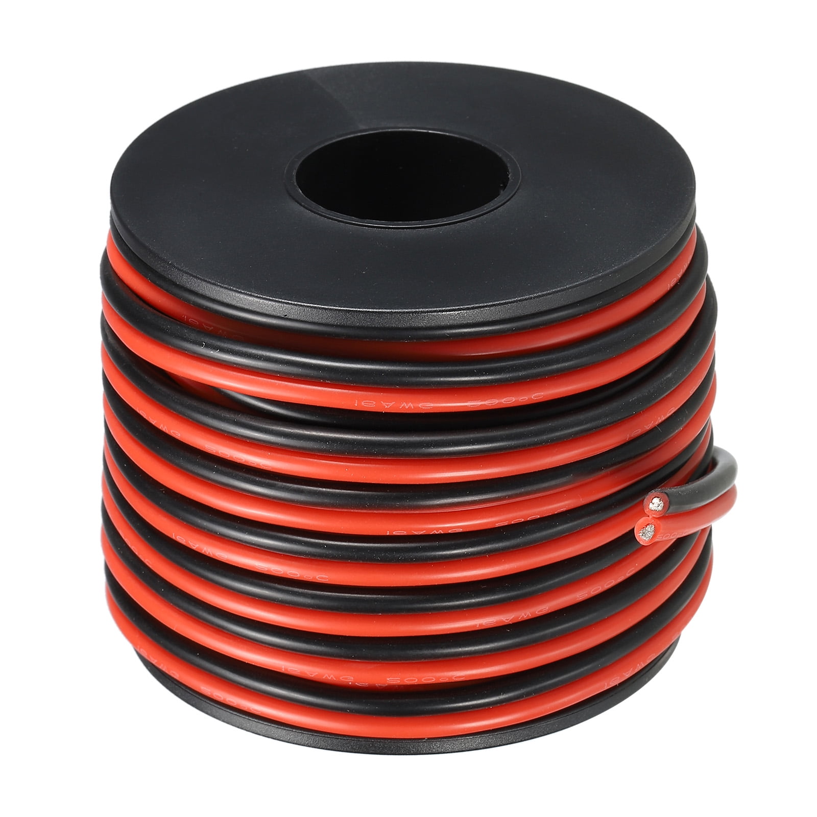Uxcell 2 Conductor Parallel Silicone Wire 16AWG 16 Gauge Red Black Electrical Wire Tinned Copper ...