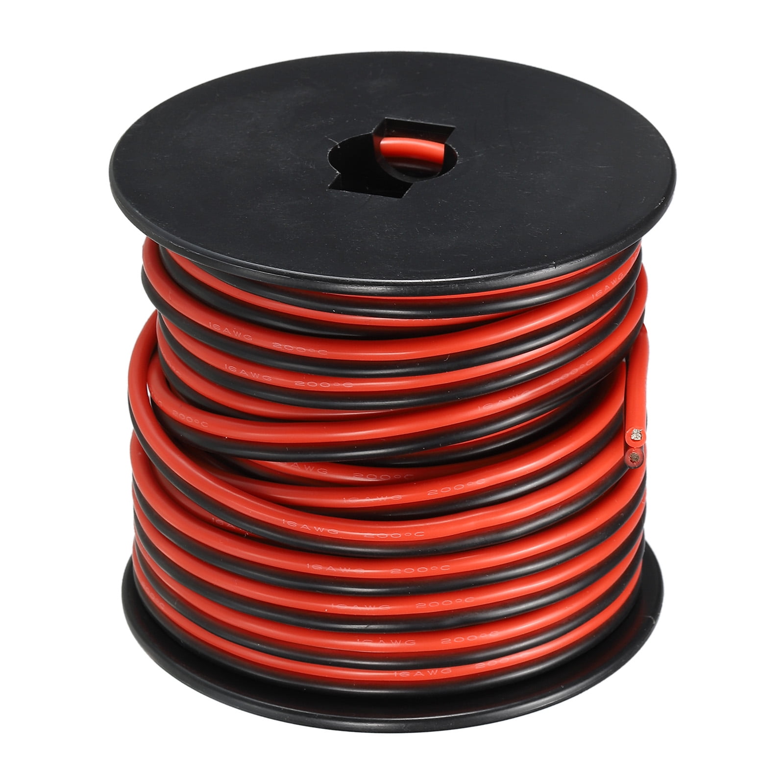 Uxcell 2 Conductor Parallel Silicone Wire 16AWG 16 Gauge Red Black ...