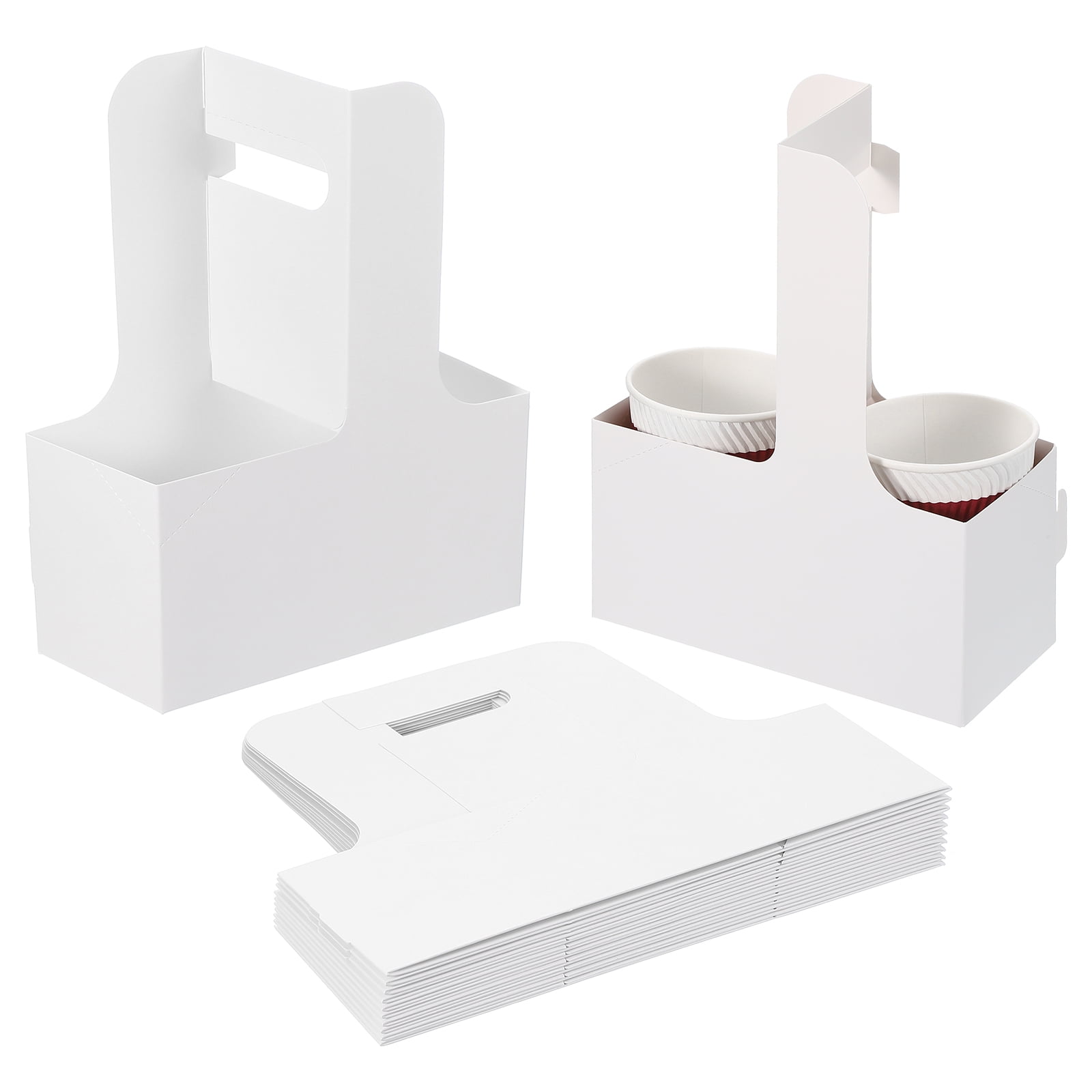 Uxcell 2 Cup Drink Carrier with Handle, Kraft Paperboard to Go Coffee ...