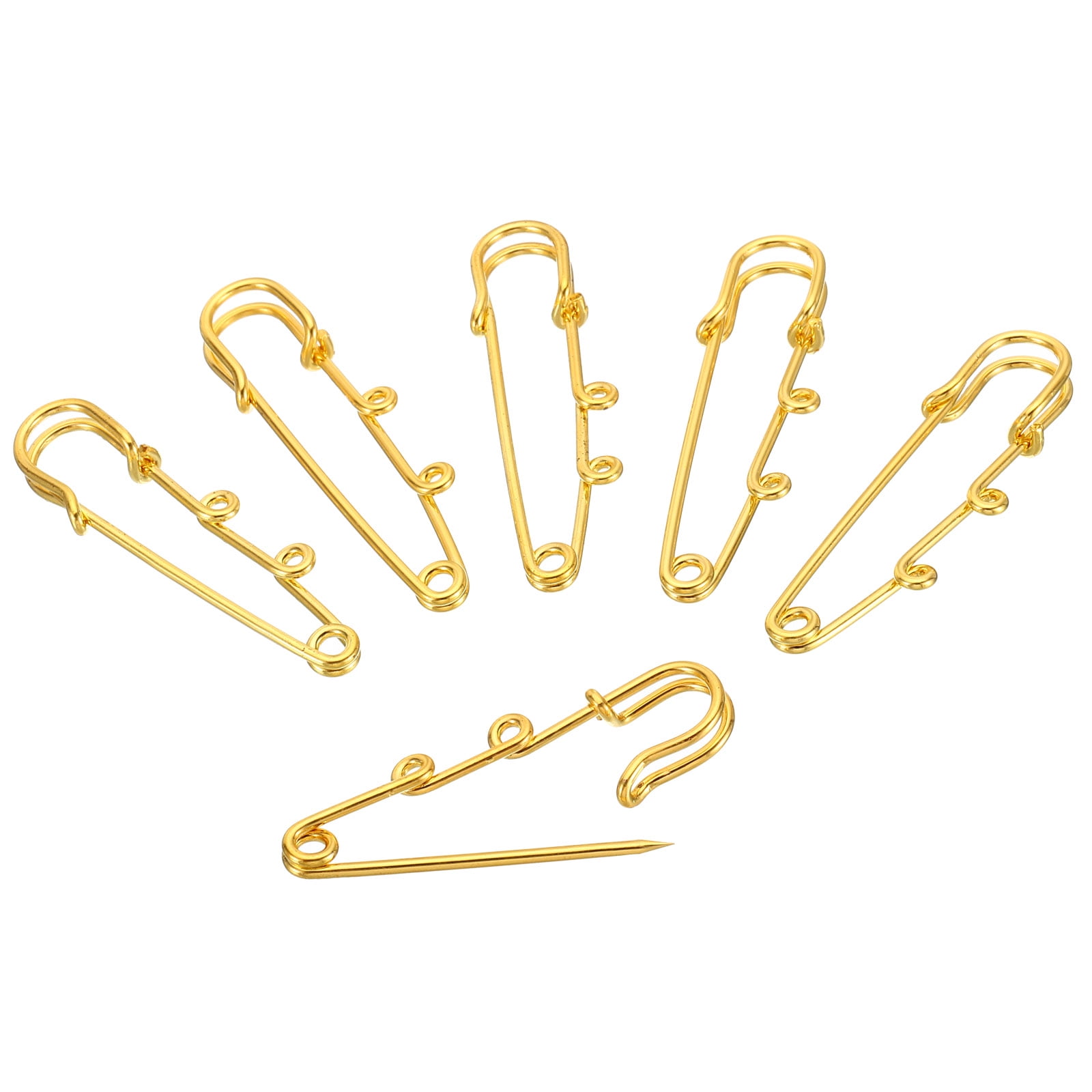 Uxcell 2 Holes Brooch Pins 2 Inch Metal Decorative Collar Safety Pins ...