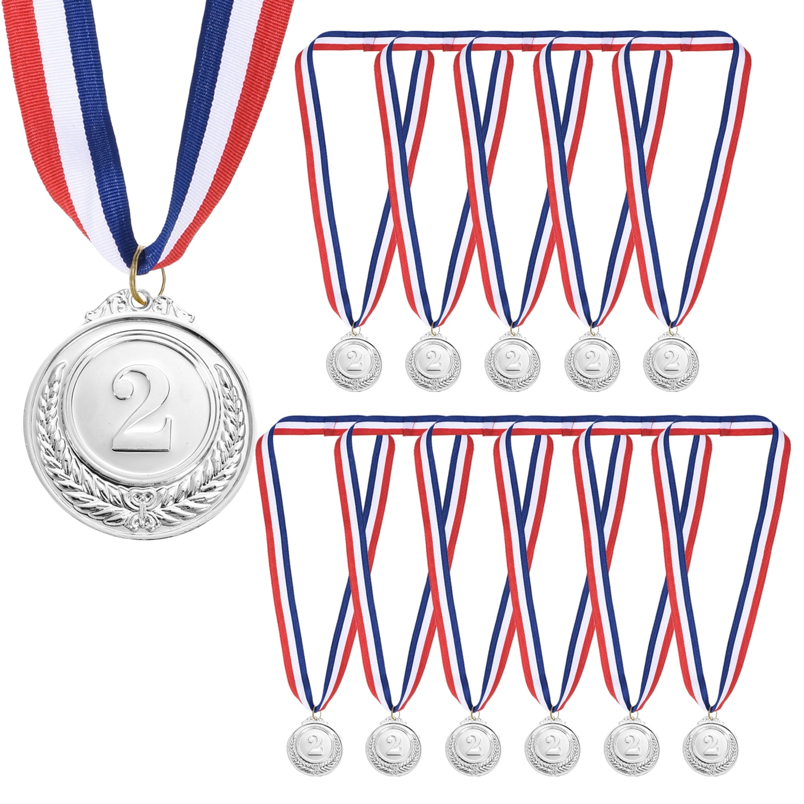 Uxcell 2 Inch Award Medals, 12 Pack Silver Medal Winner Prizes Frosted ...