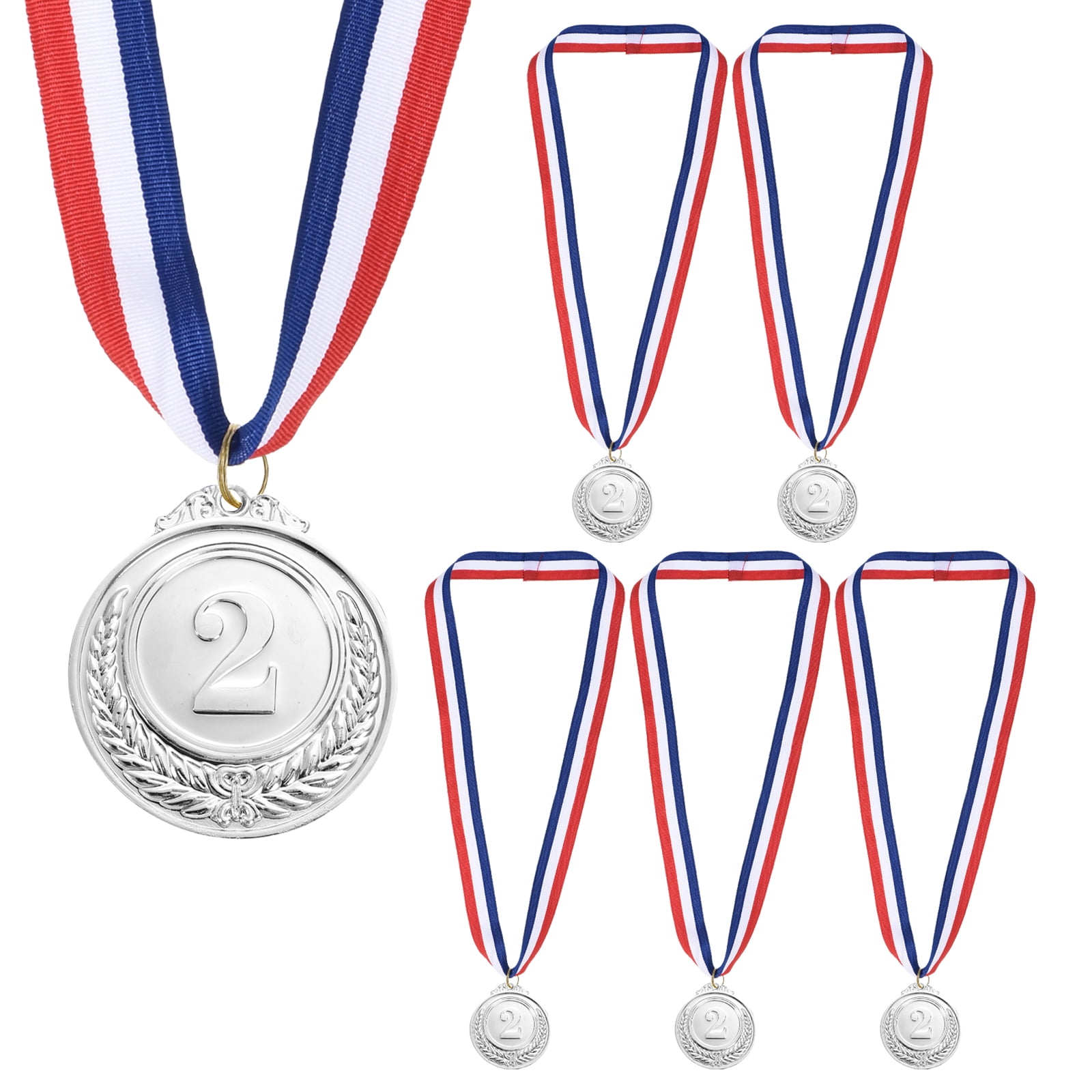 Uxcell 2 Inch Award Medals, 6 Pack Silver Medal Winner Prizes Frosted ...